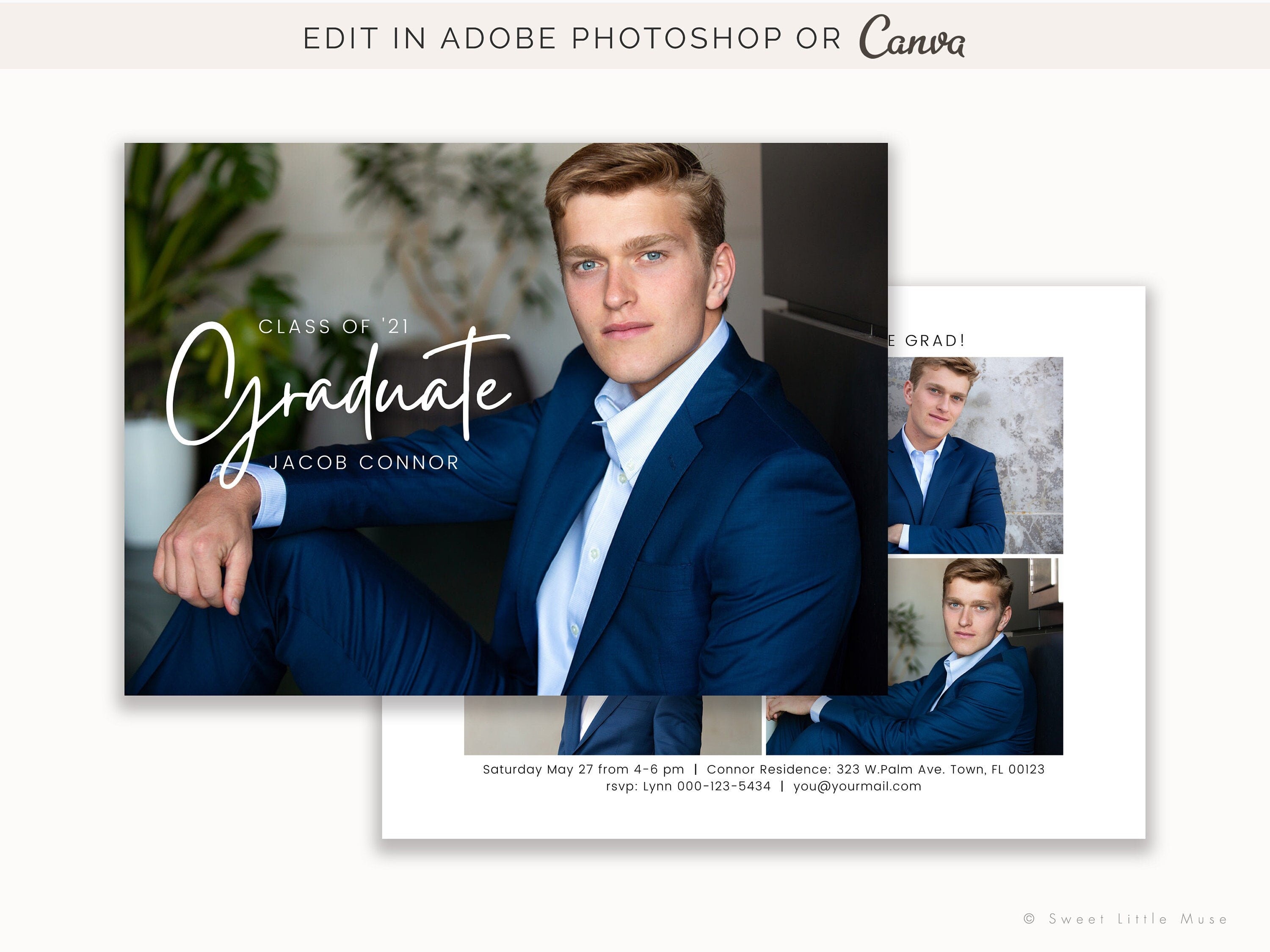 Senior Graduation Announcement Template SLM50 Birdesign