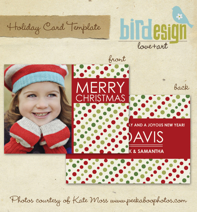 Holiday Photocard Template | Christmas dots – Birdesign