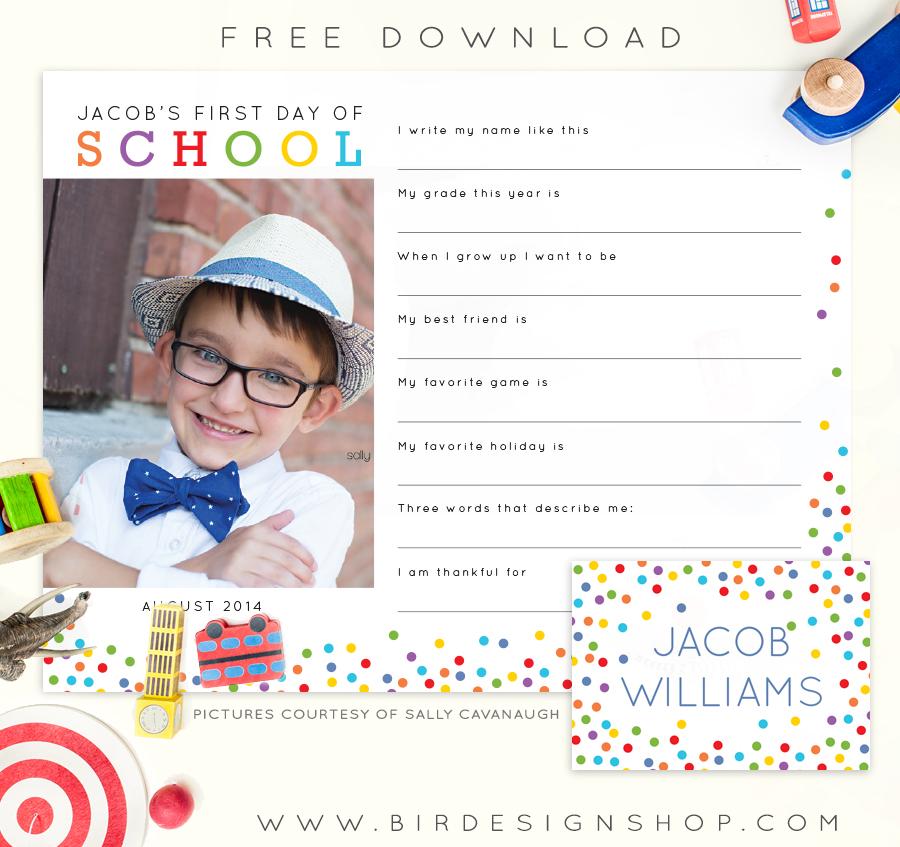 First Day of School freebie! – Birdesign