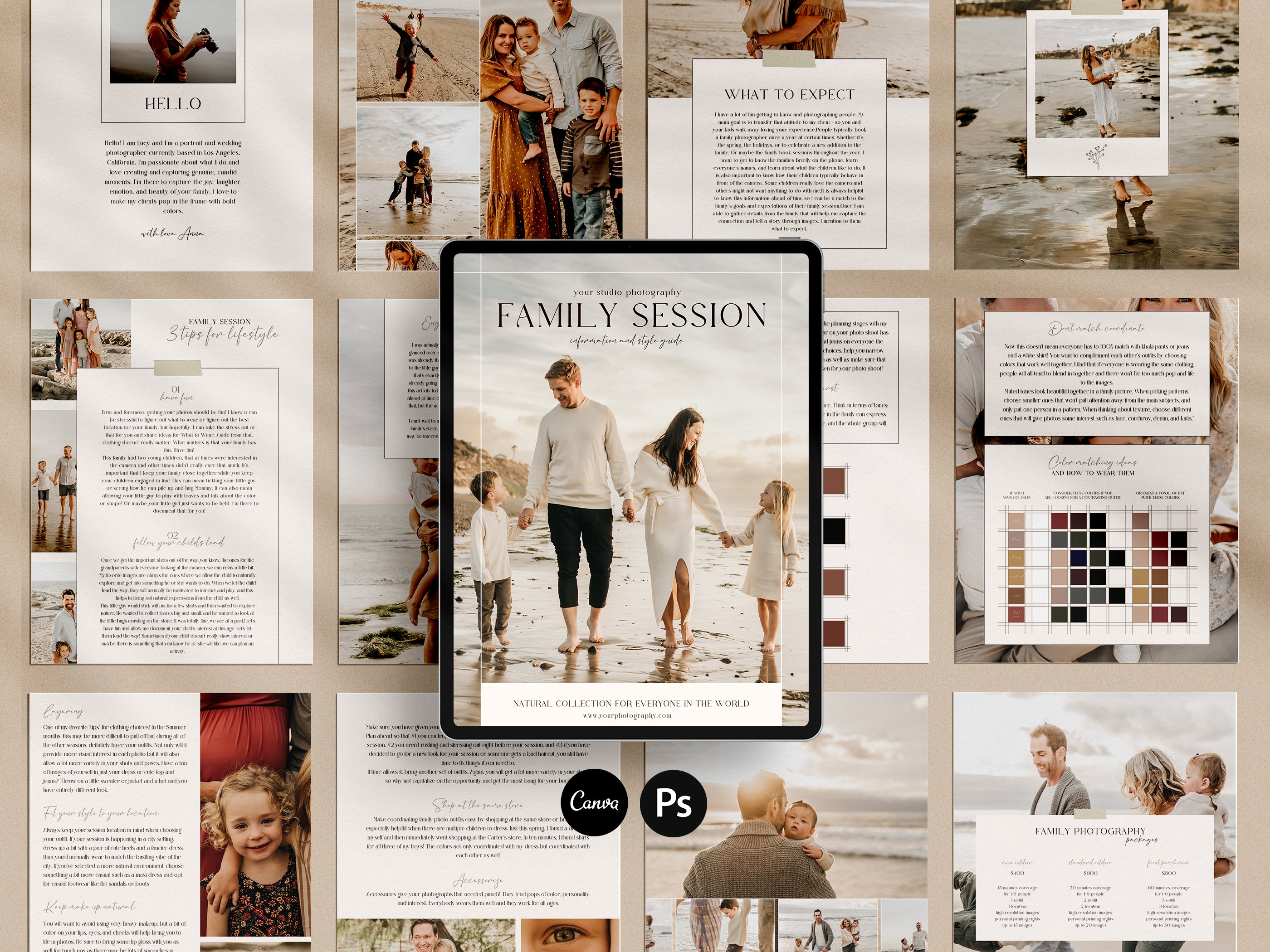 CANVA Family Photography style Guide magazine Template, Pre-written Fa ...