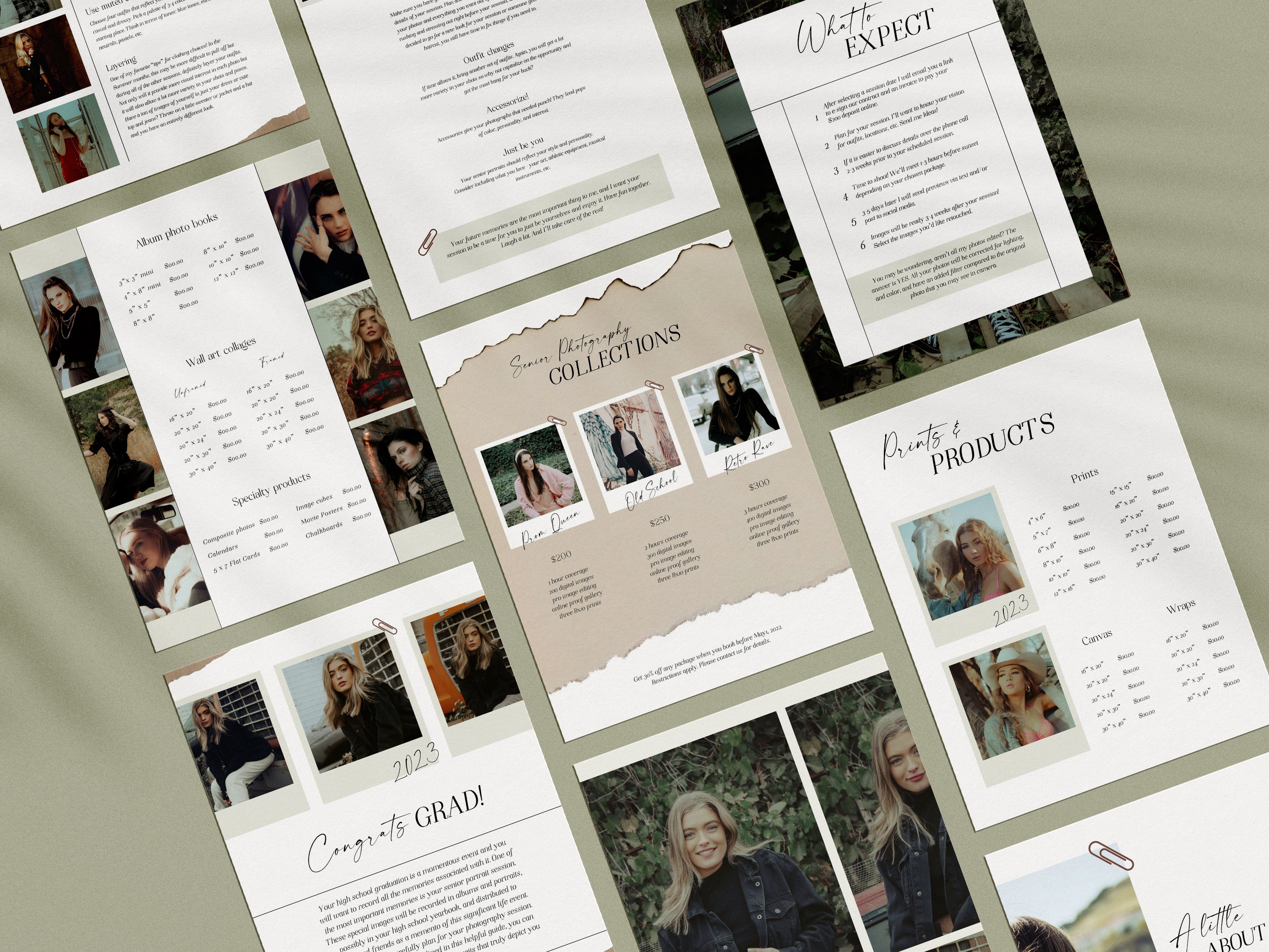 CANVA Senior Photography style Guide magazine Template, Graduation Pho ...