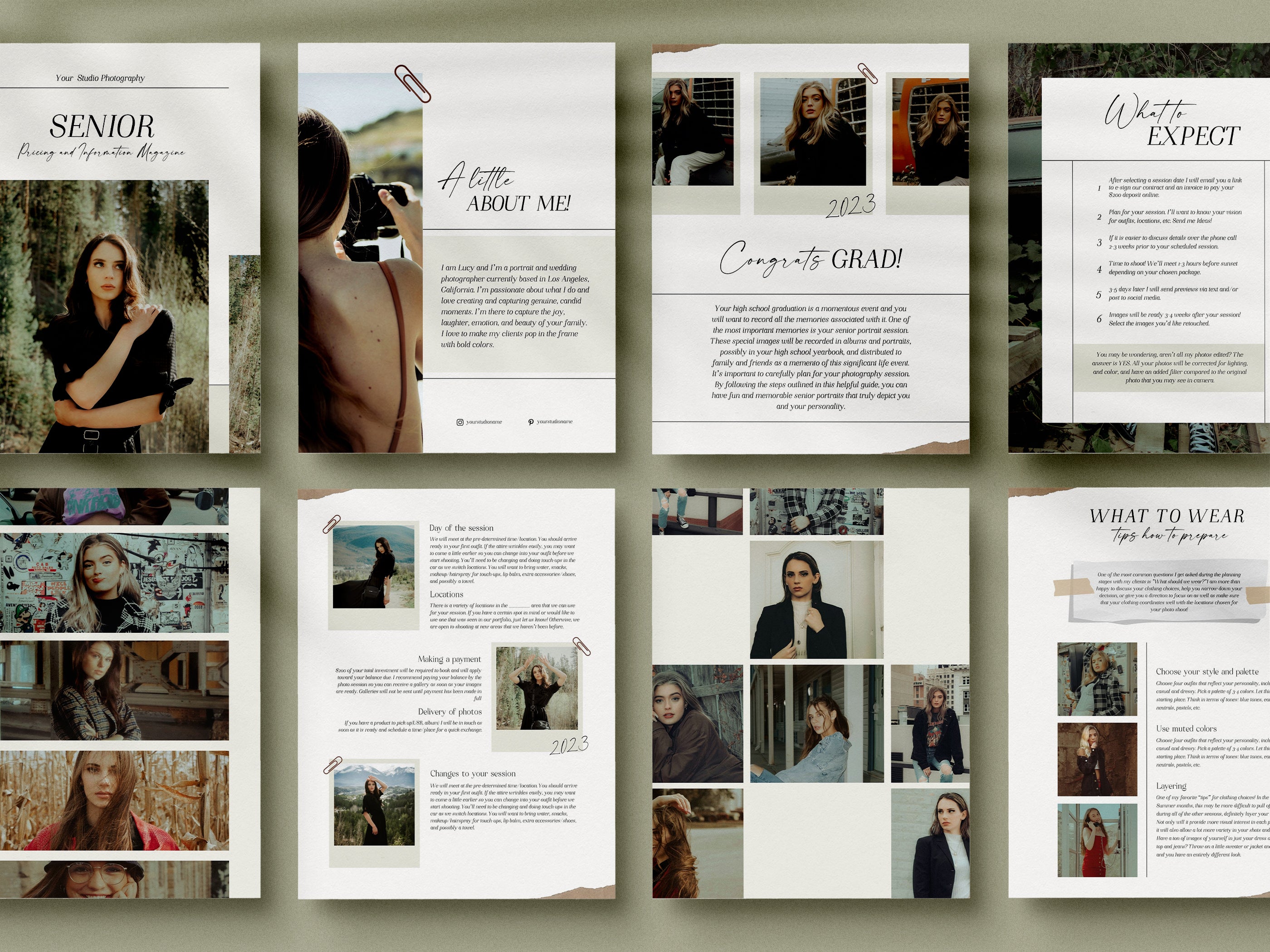 CANVA Senior Photography style Guide magazine Template, Graduation Pho ...