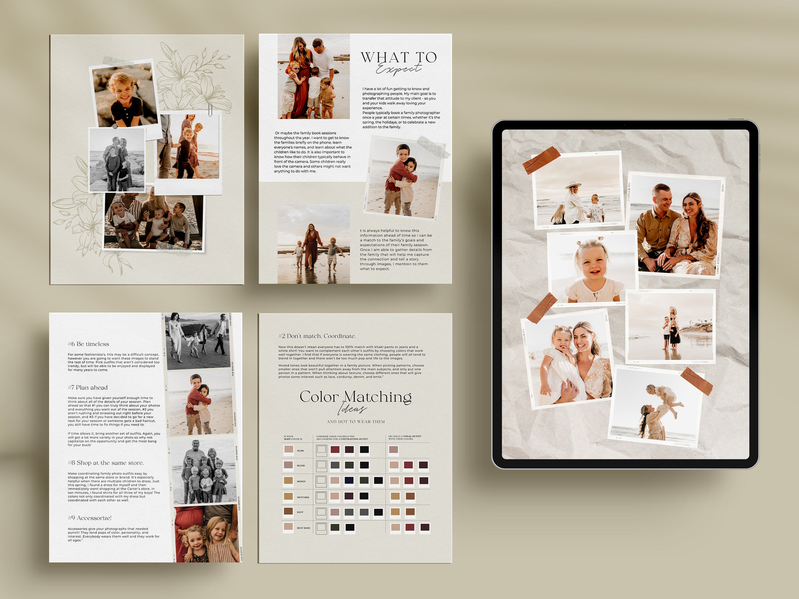 CANVA Family Photography style Guide magazine Template, Pre-written Fa ...