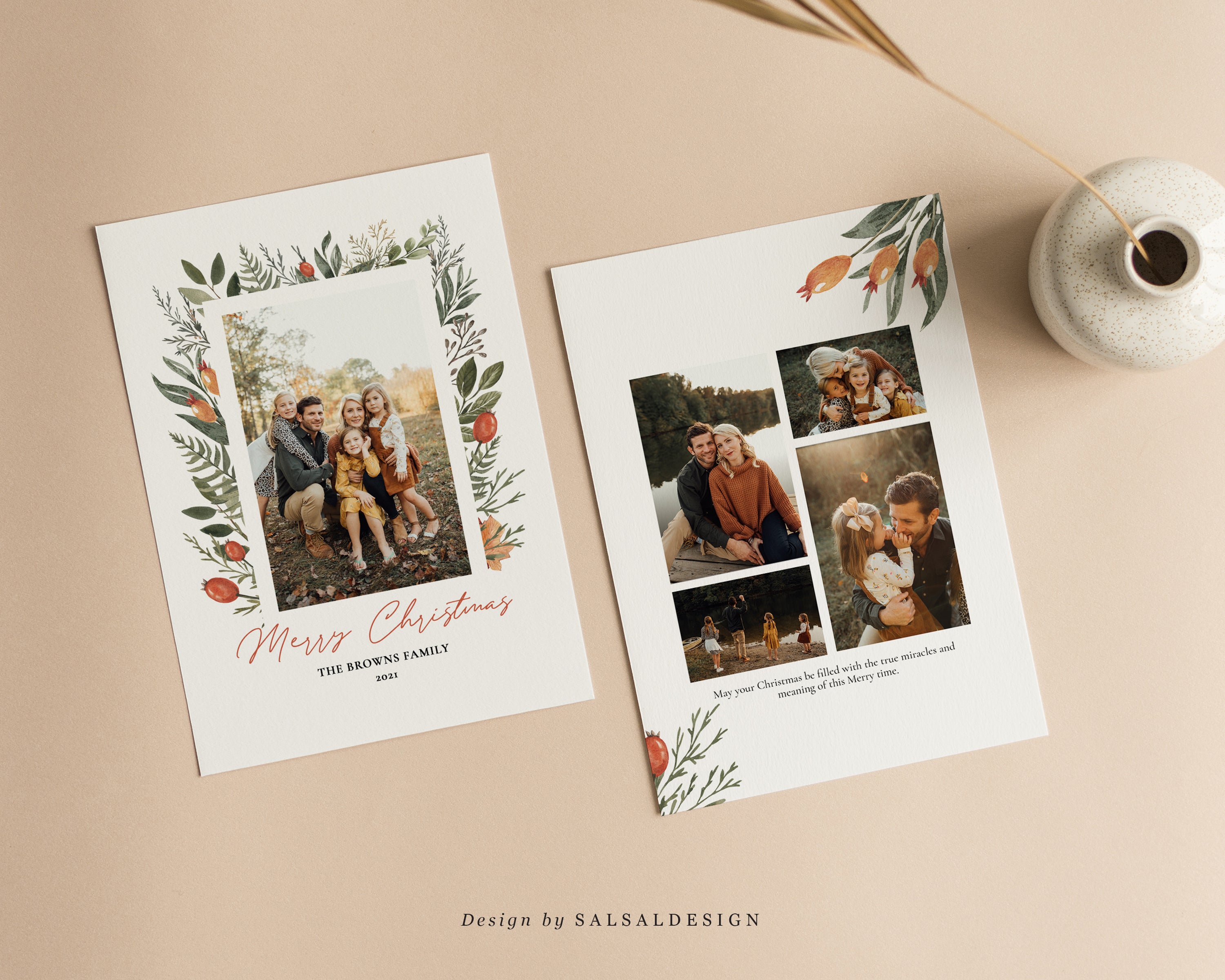 Editable Christmas Canva & Photoshop Card Template, Christmas Editable ...