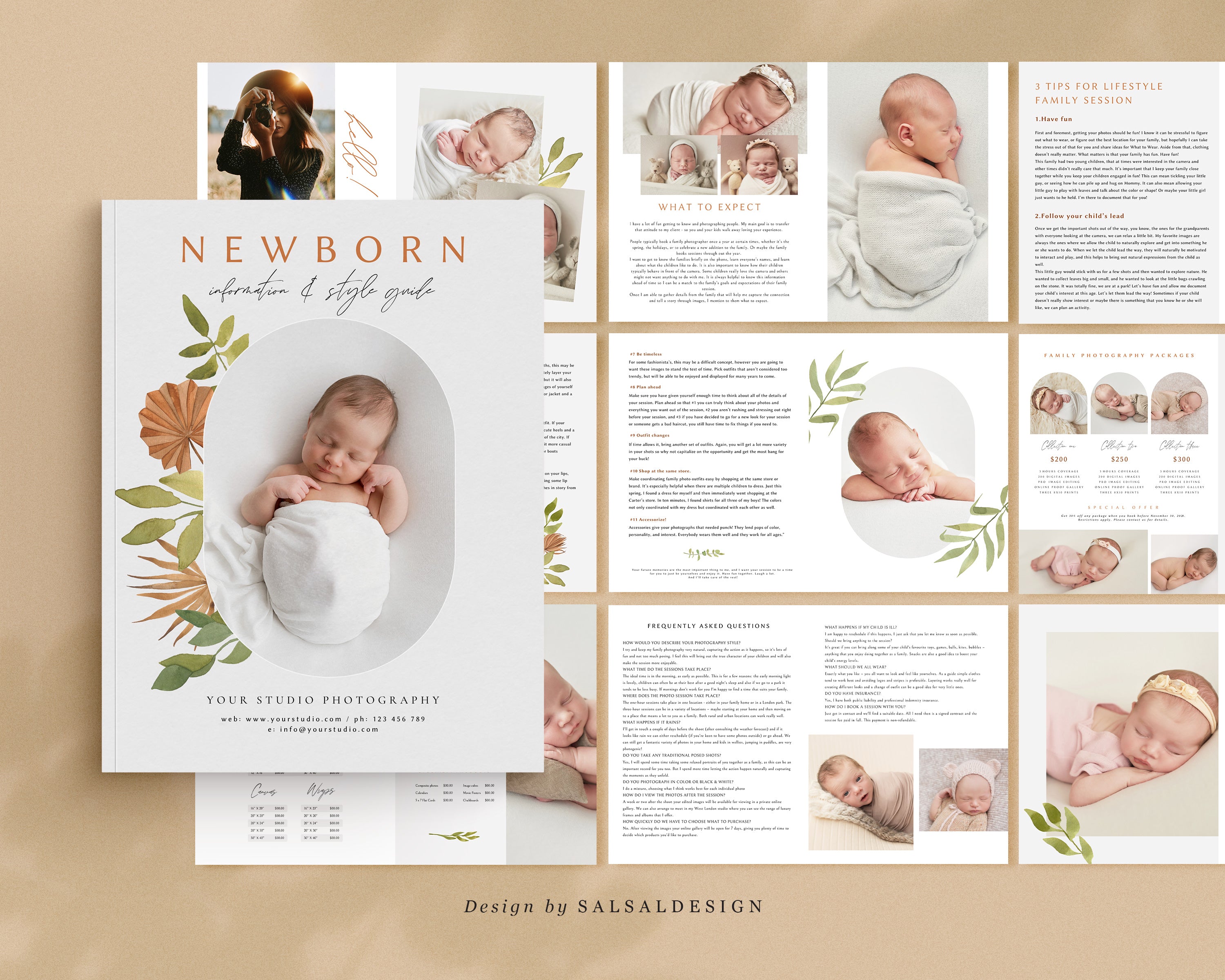 CANVA Newborn Photography style Guide magazine Template, Pre-written N ...