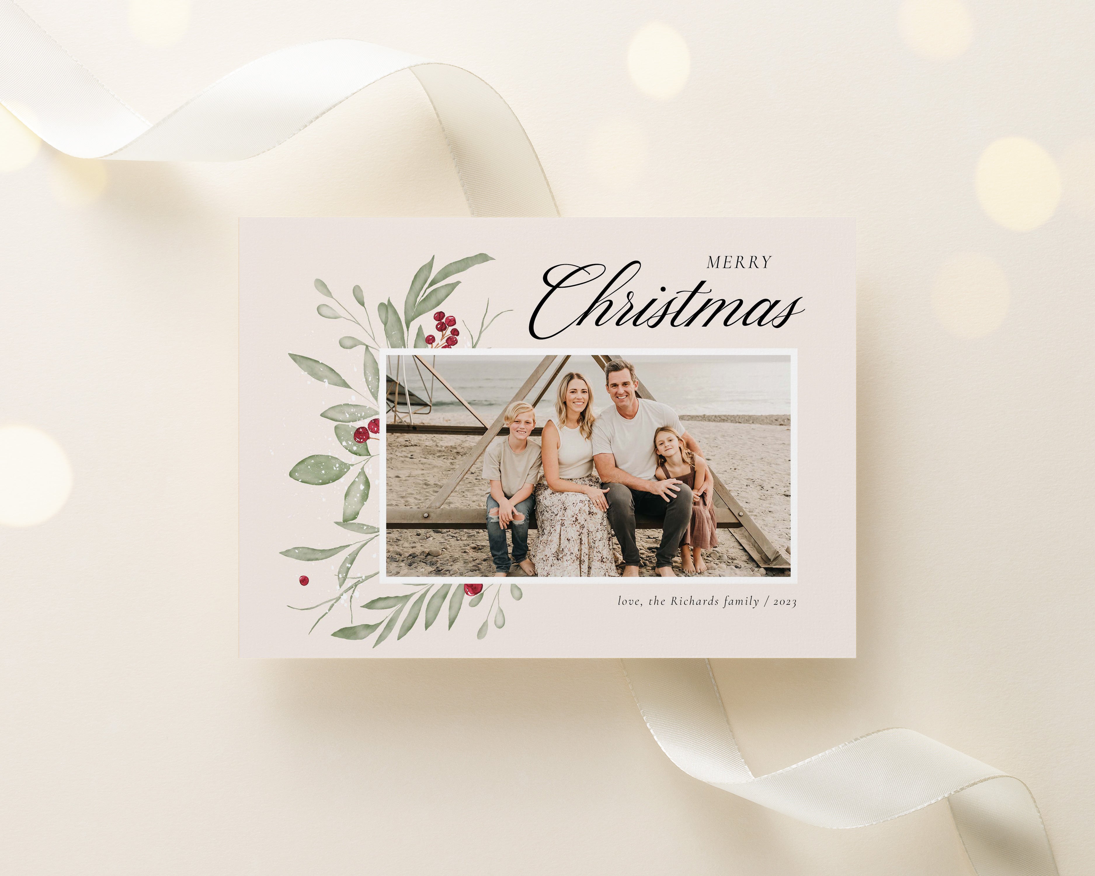 Printable Christmas Photo Card, Holiday Photo Card, Christmas Card Tem ...