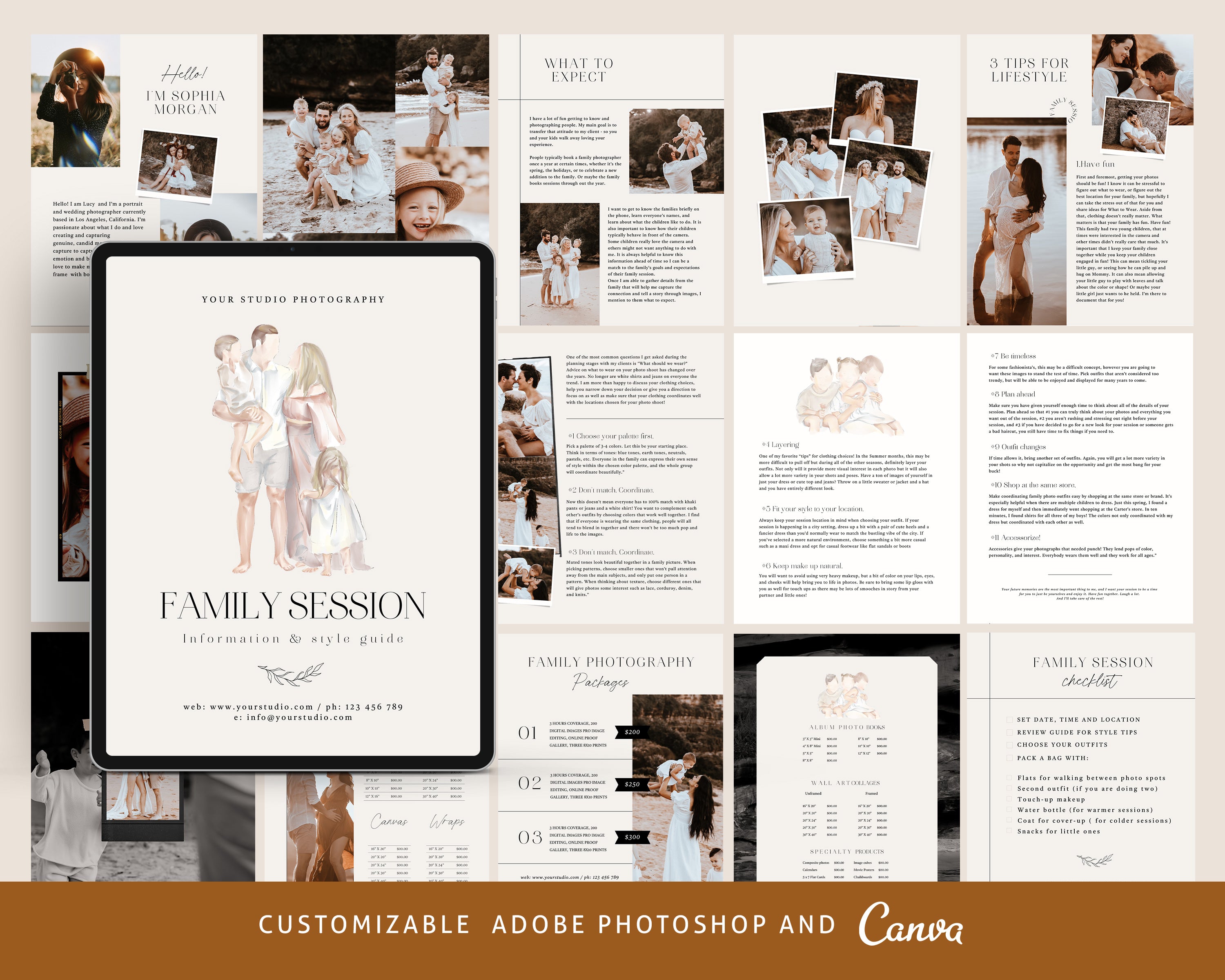 CANVA Family Photography style Guide magazine Template, Pre-written Fa ...