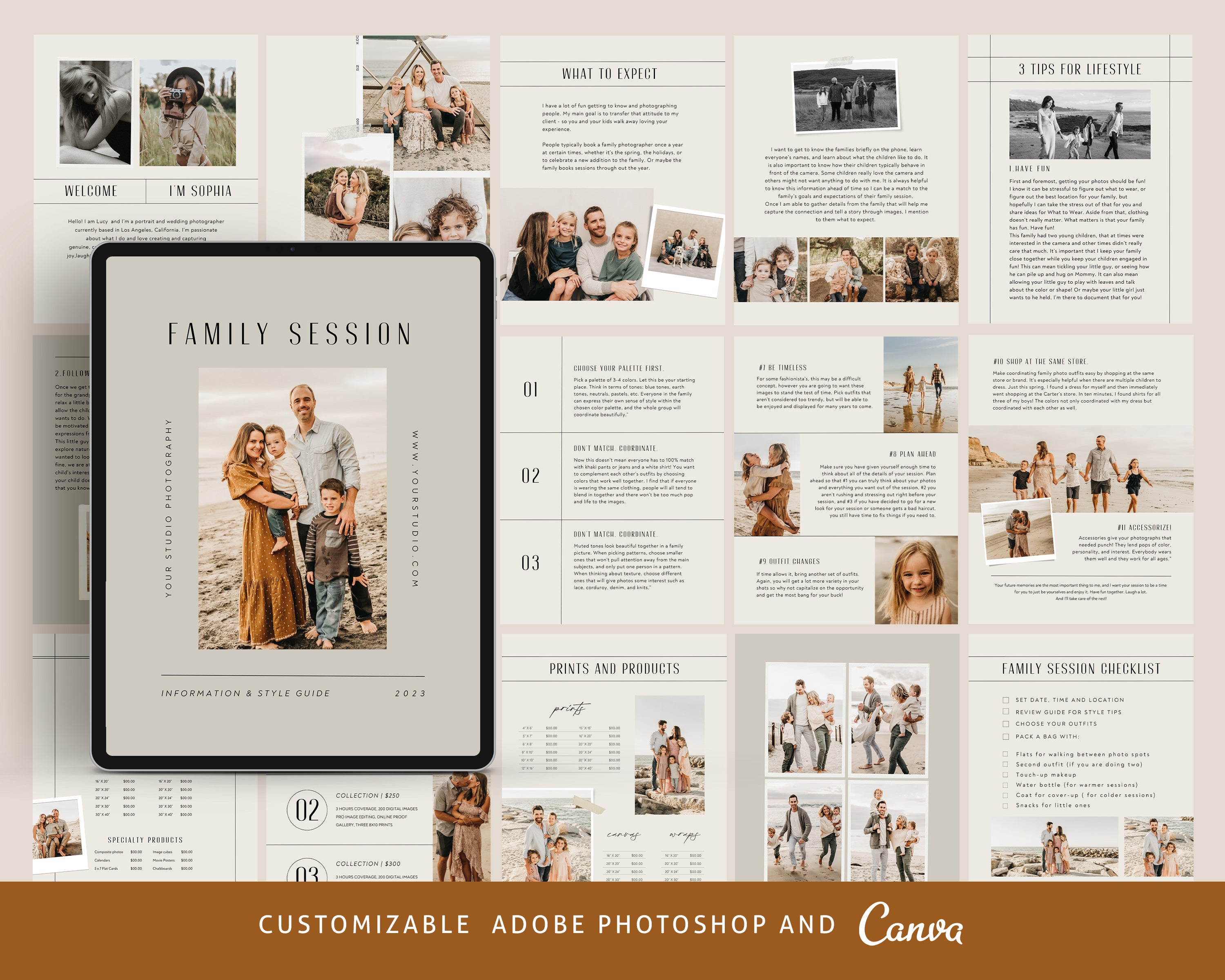 CANVA Family Photography style Guide magazine Template, Pre-written Fa ...