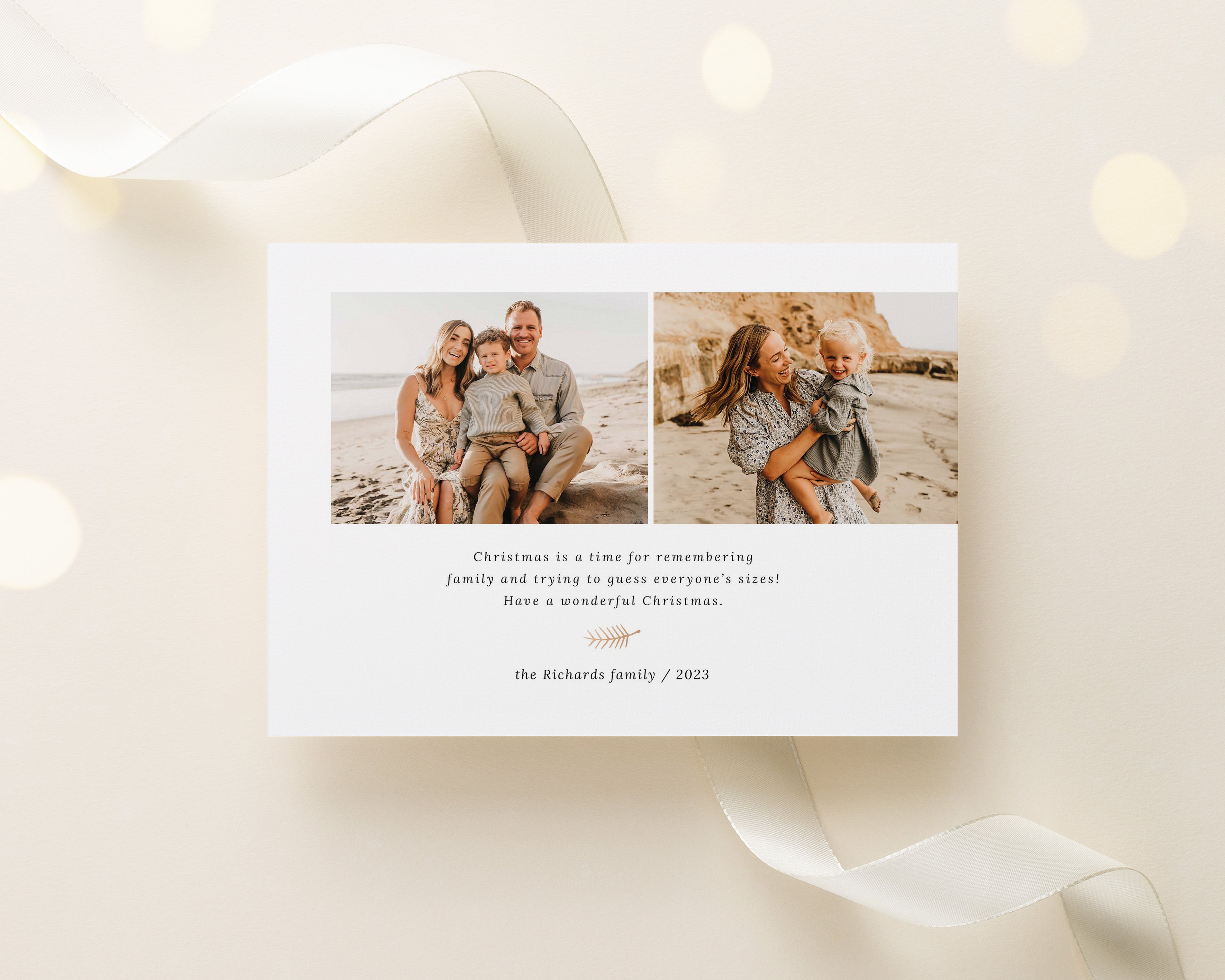 Golden Merry Christmas Card Template, Holiday Card Template, Canva Tem ...