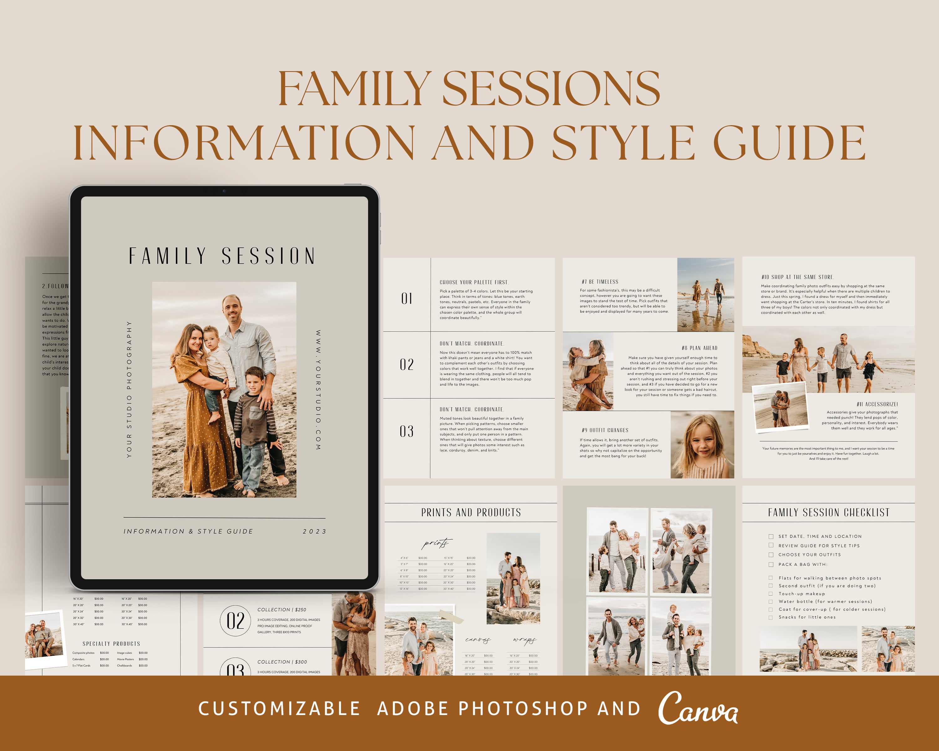 CANVA Family Photography style Guide magazine Template, Pre-written Fa ...