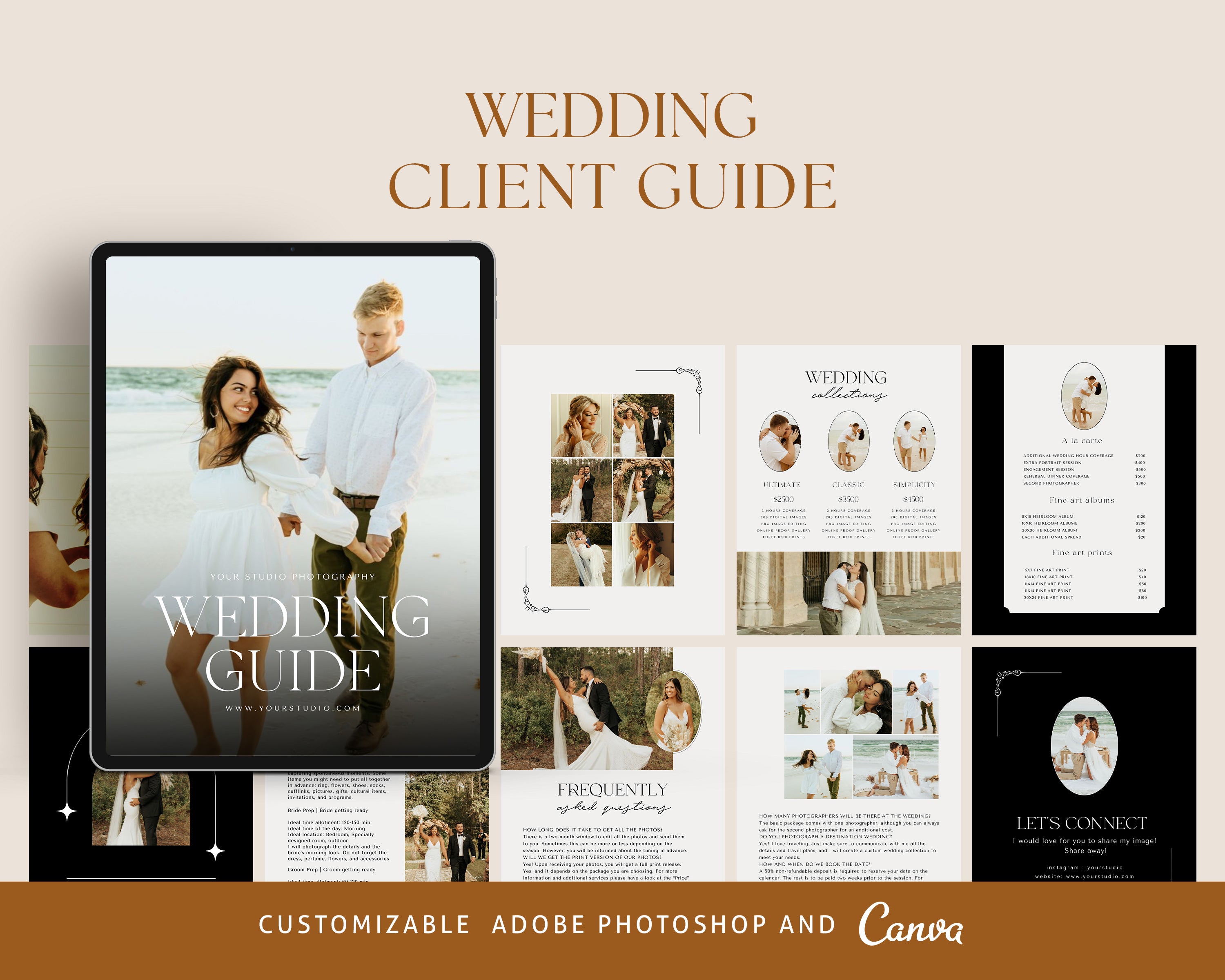 CANVA Wedding Photography Price Guide magazine Template, Pre-written W ...