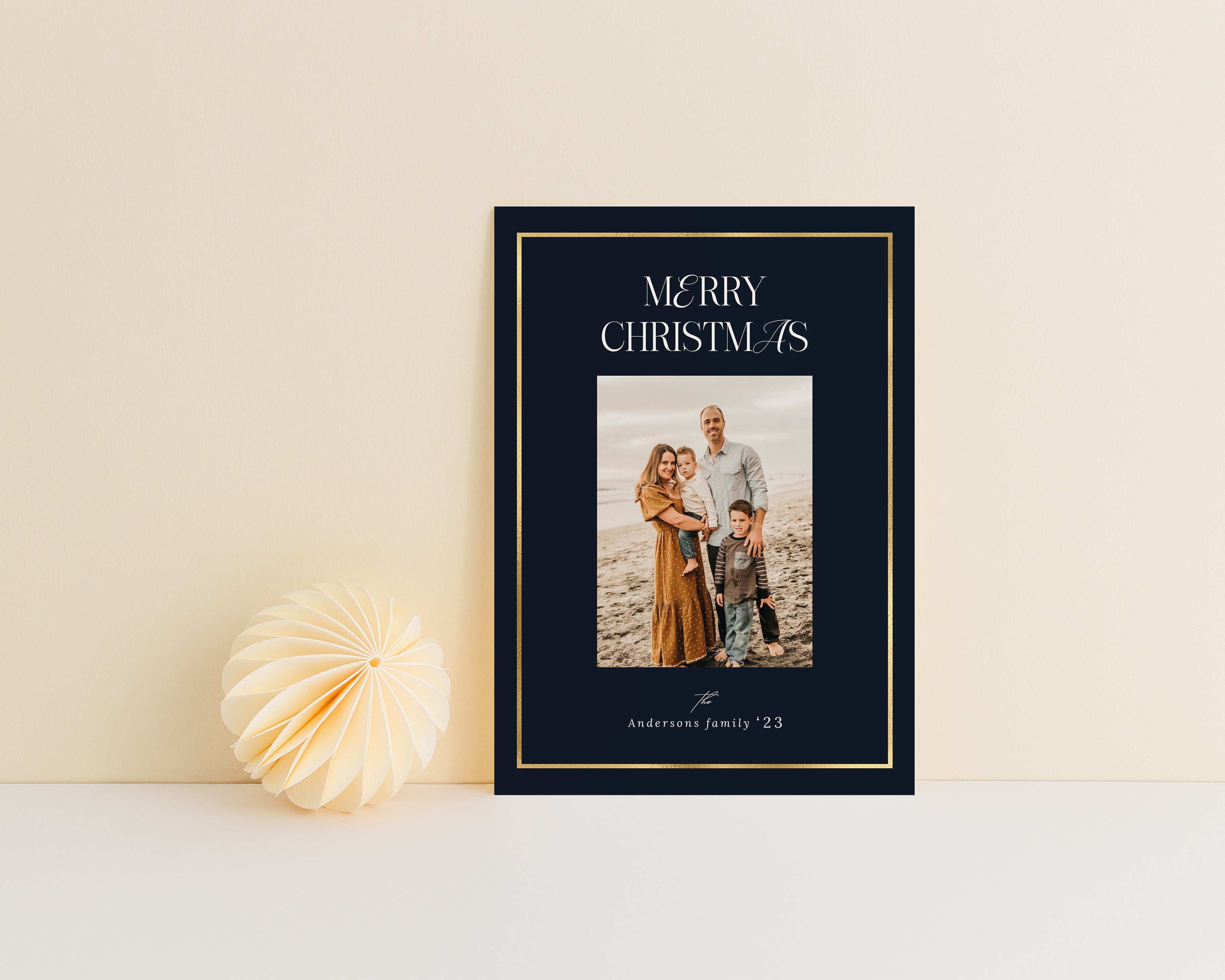 Merry Christmas Card Template, 5x7 Printable Christmas Photo Card Temp ...