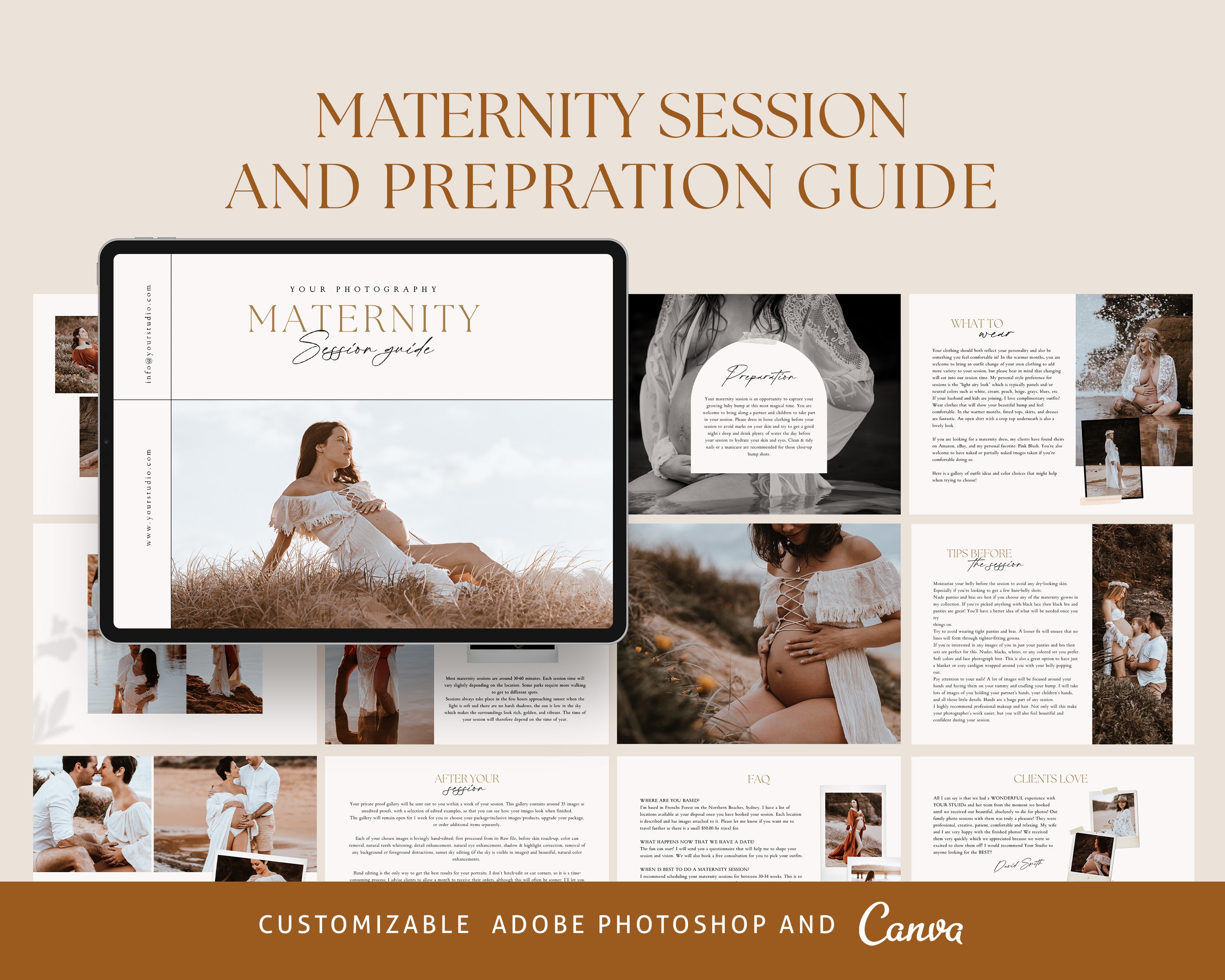 Maternity Session Style Guide Canva & Photoshop Template, Photography ...