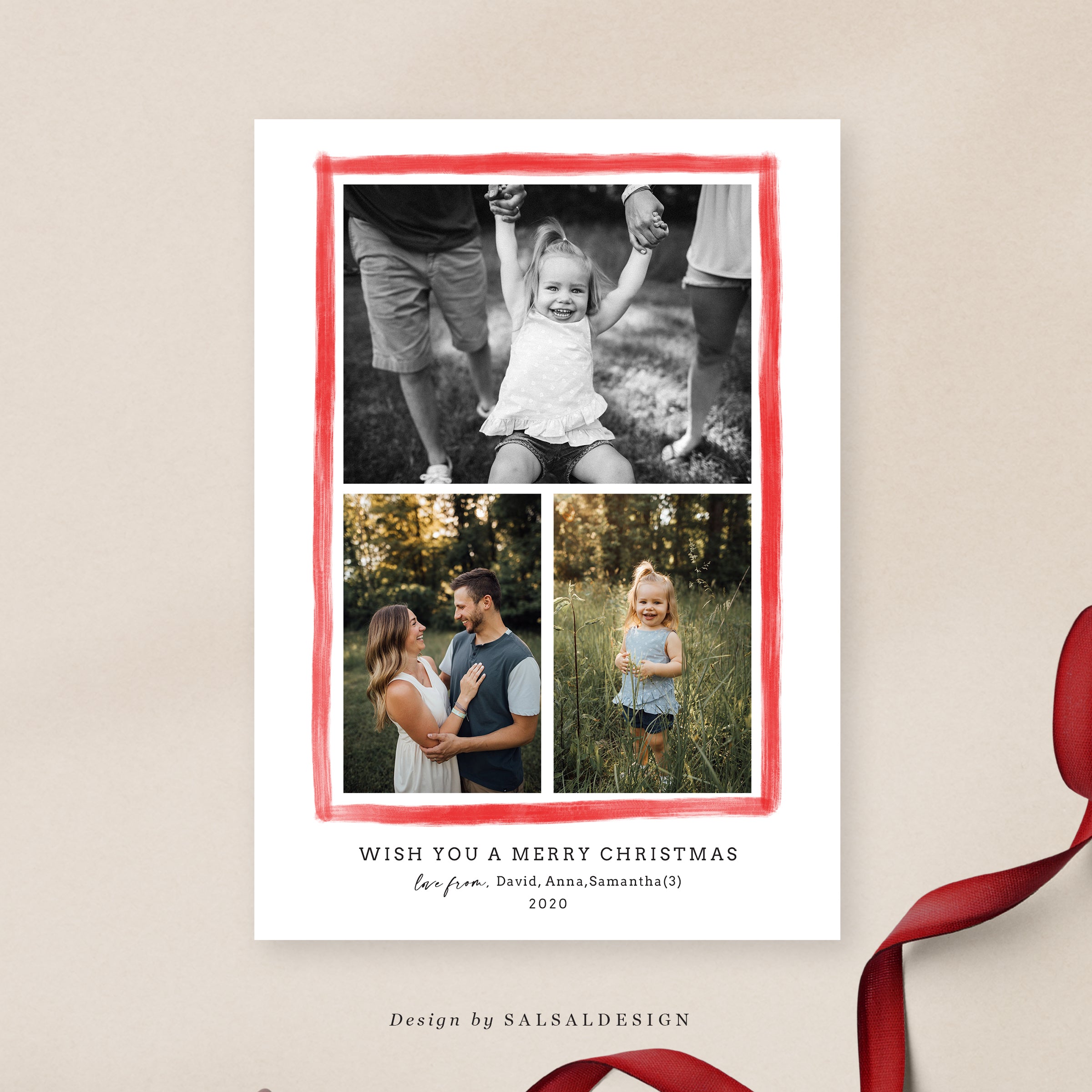Christmas Card Photoshop Template, Holiday Card Canva Template, Christ ...
