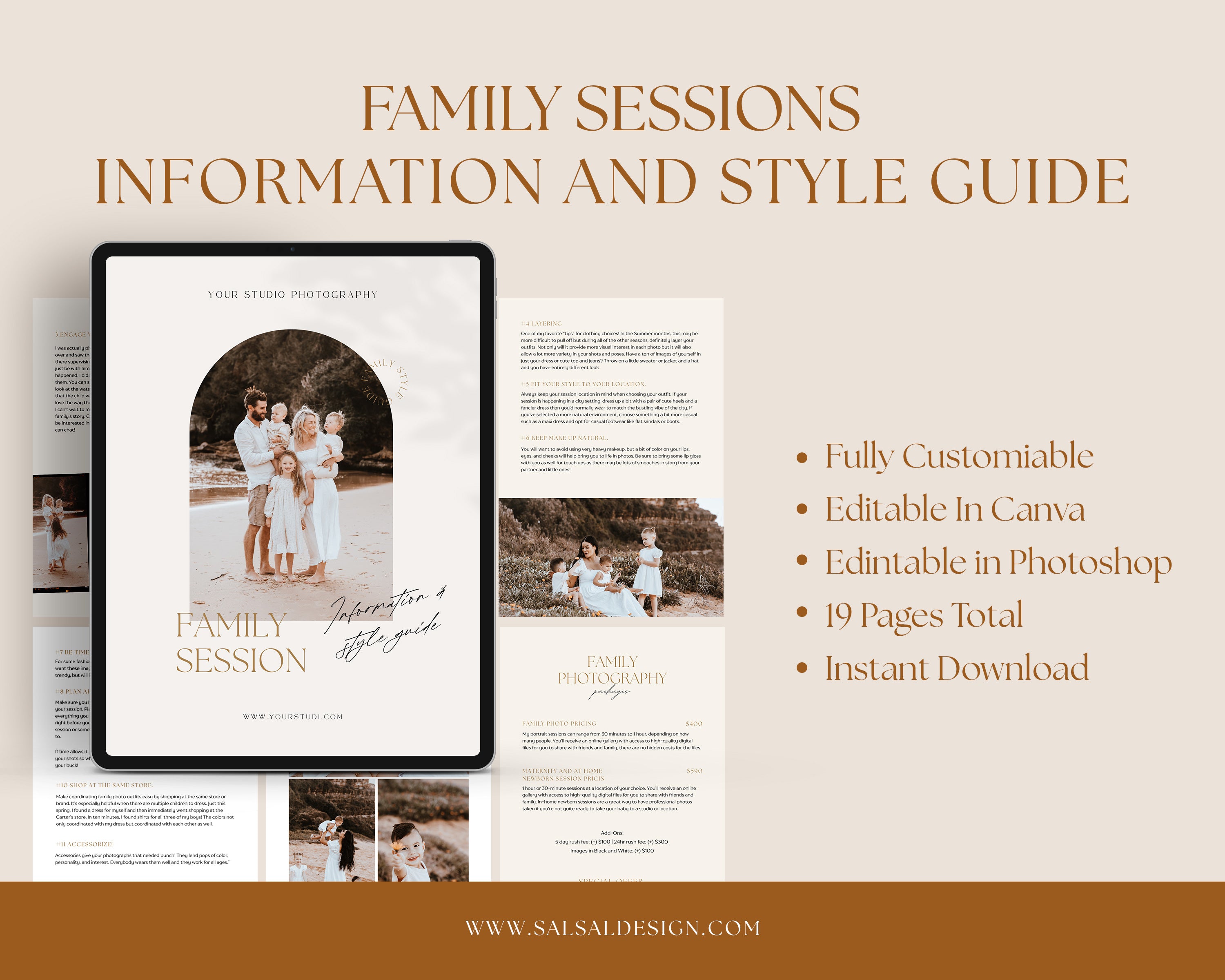 CANVA Family Photography style Guide magazine Template, Pre-written Fa ...