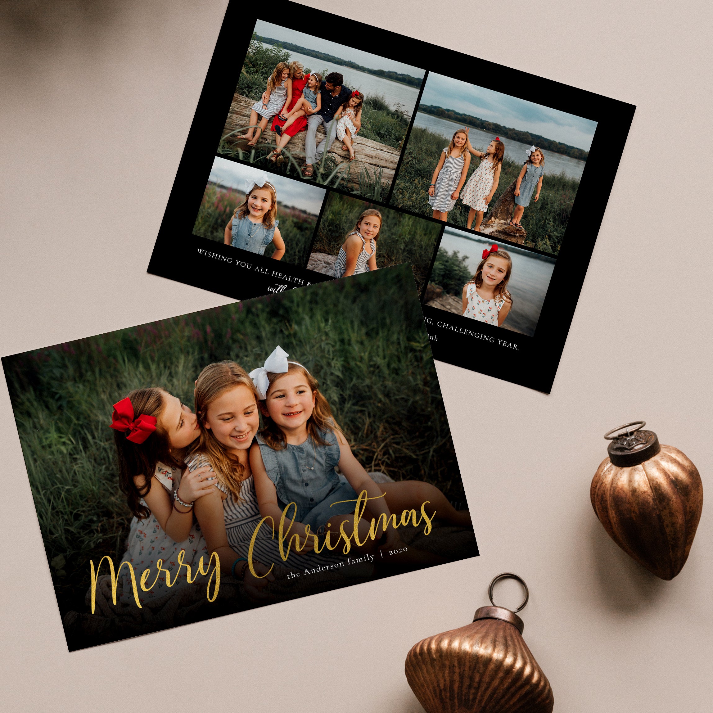 Christmas Card Photoshop Template, Christmas Print Card, Holiday Card ...