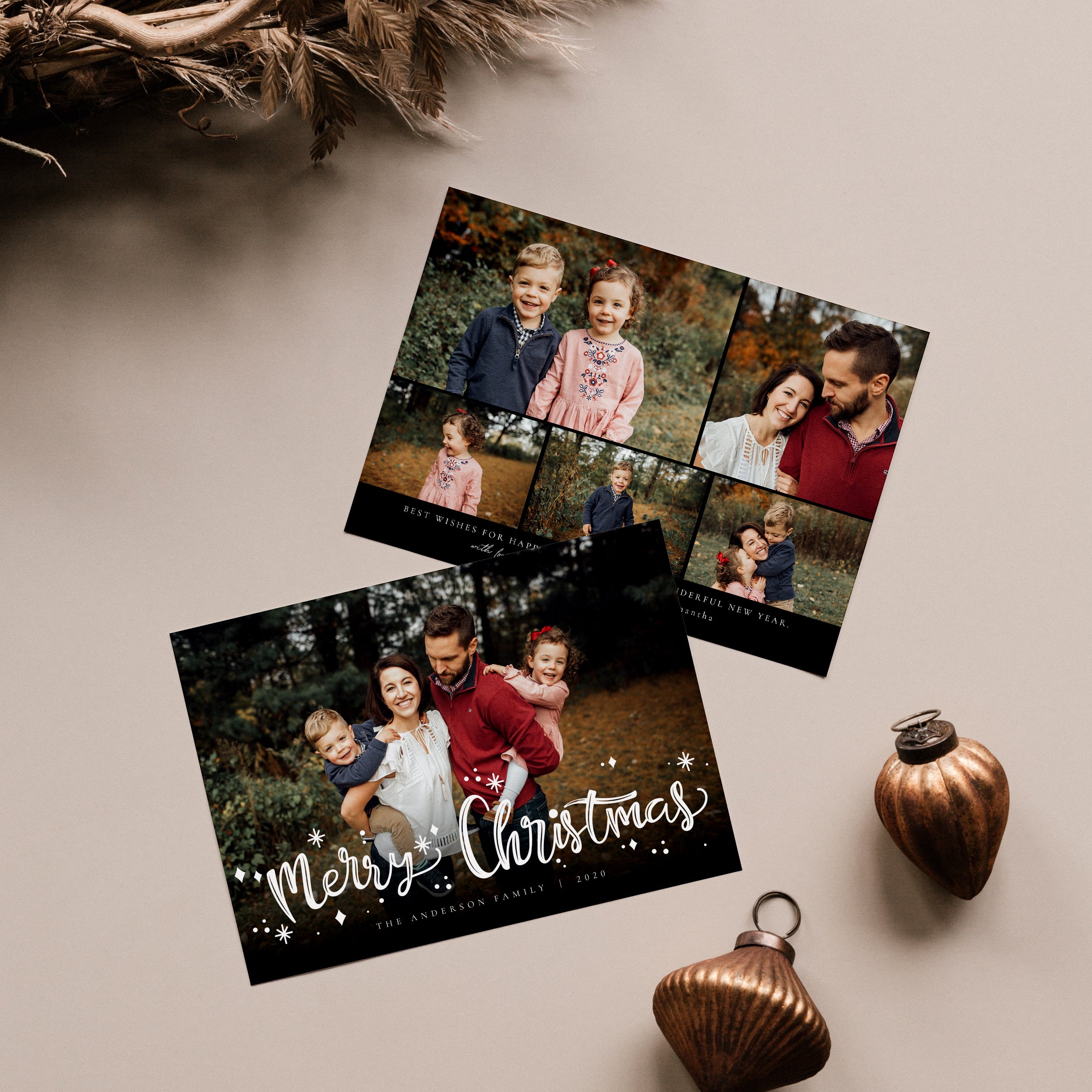Christmas Card Photoshop Template, Holiday Card Template, Christmas Fa ...