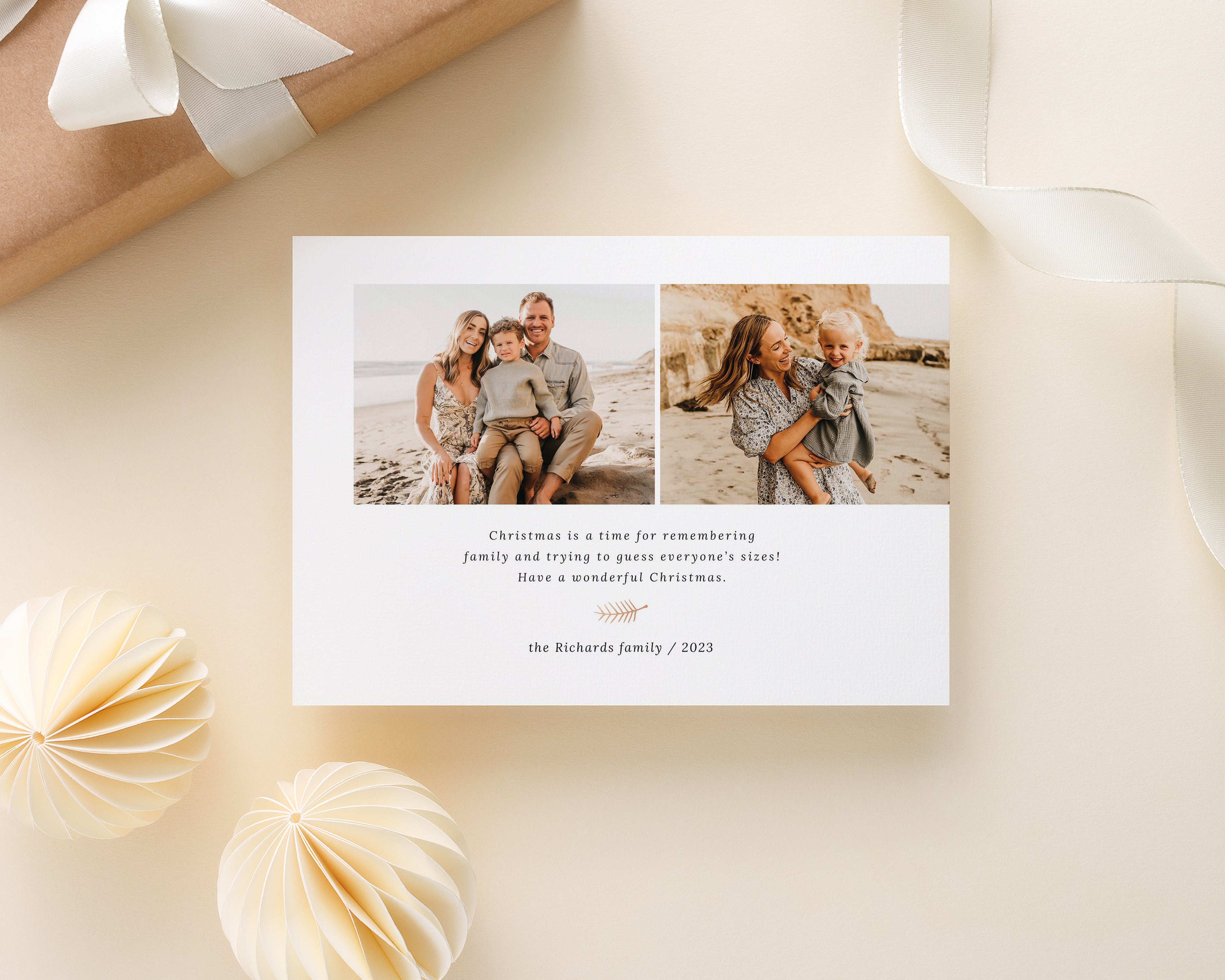 Golden Merry Christmas Card Template, Holiday Card Template, Canva Tem ...