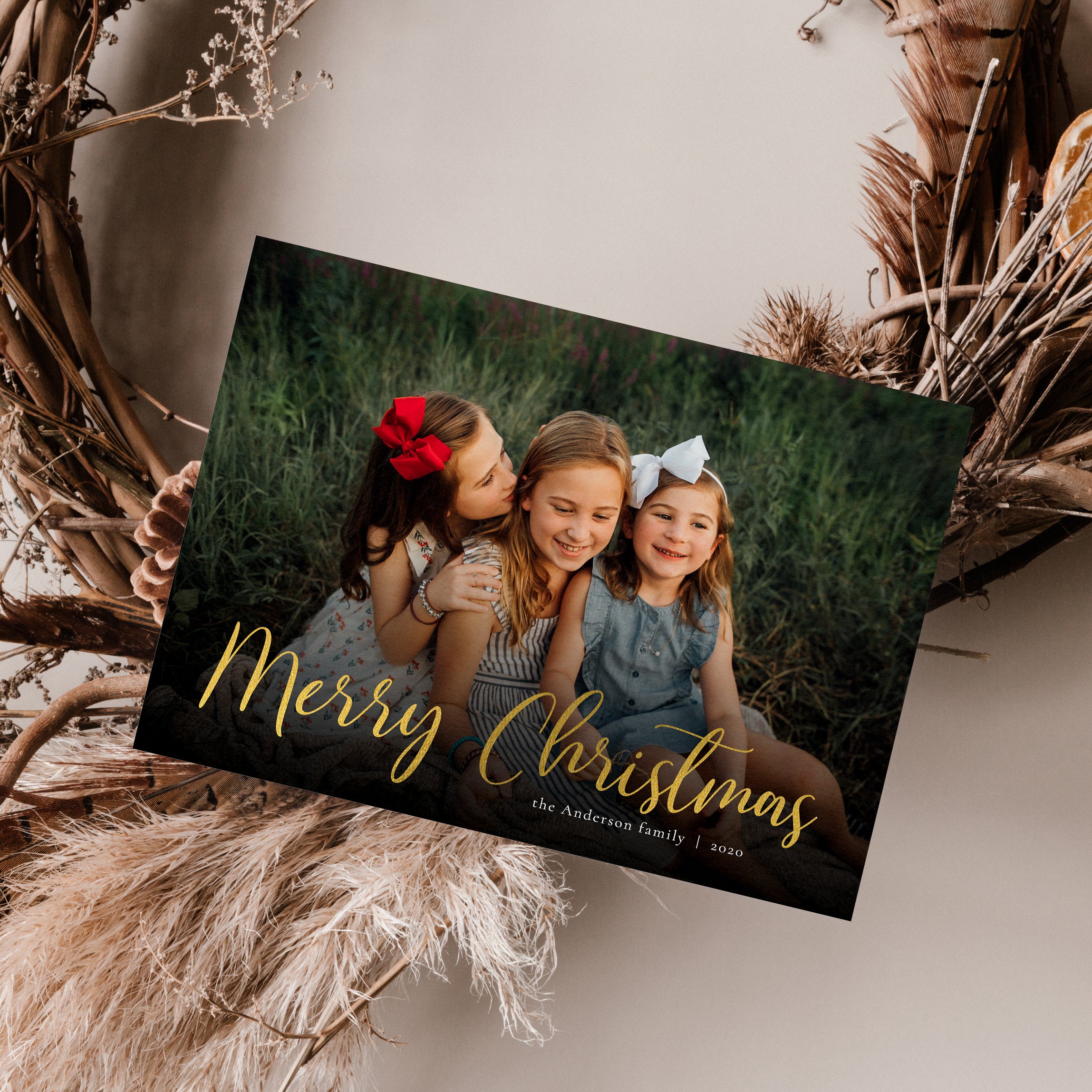 Christmas Card Photoshop Template, Christmas Print Card, Holiday Card ...