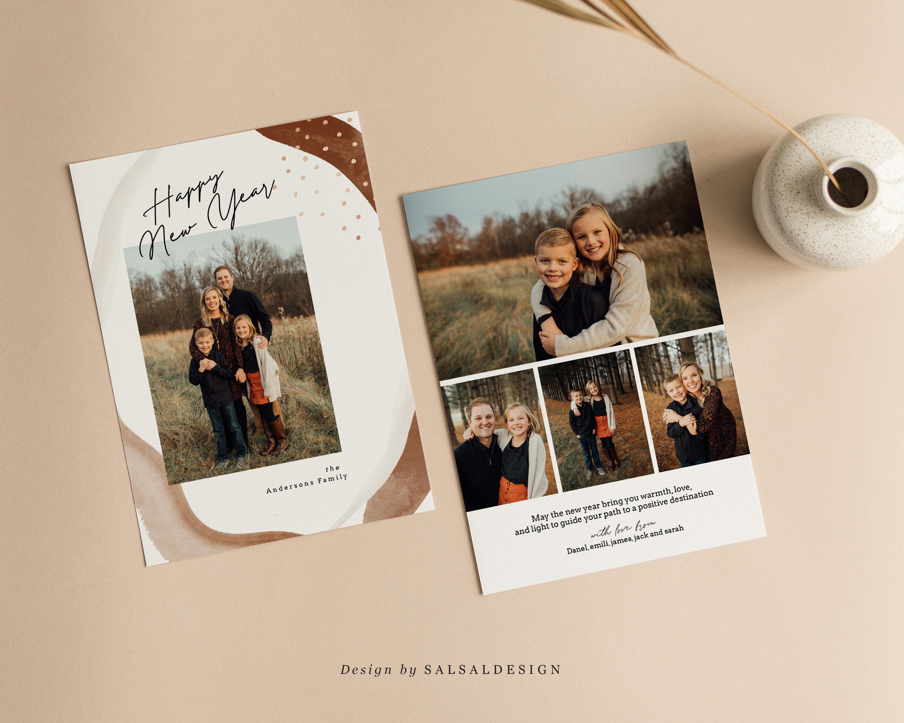 Editable New Year Canva & Photoshop Card Template, New Year Editable C ...