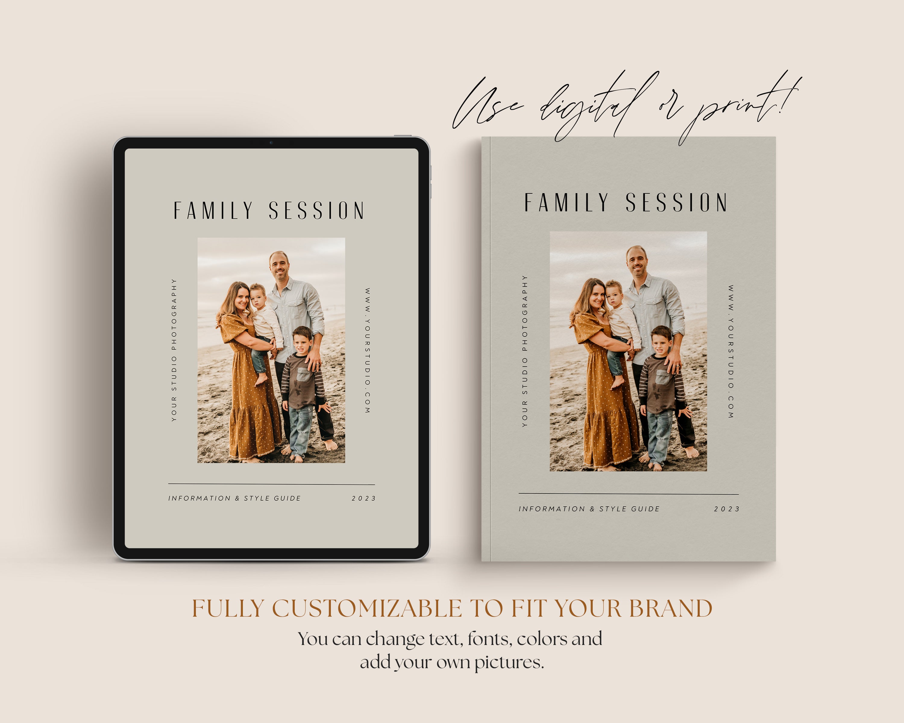 CANVA Family Photography style Guide magazine Template, Pre-written Fa ...