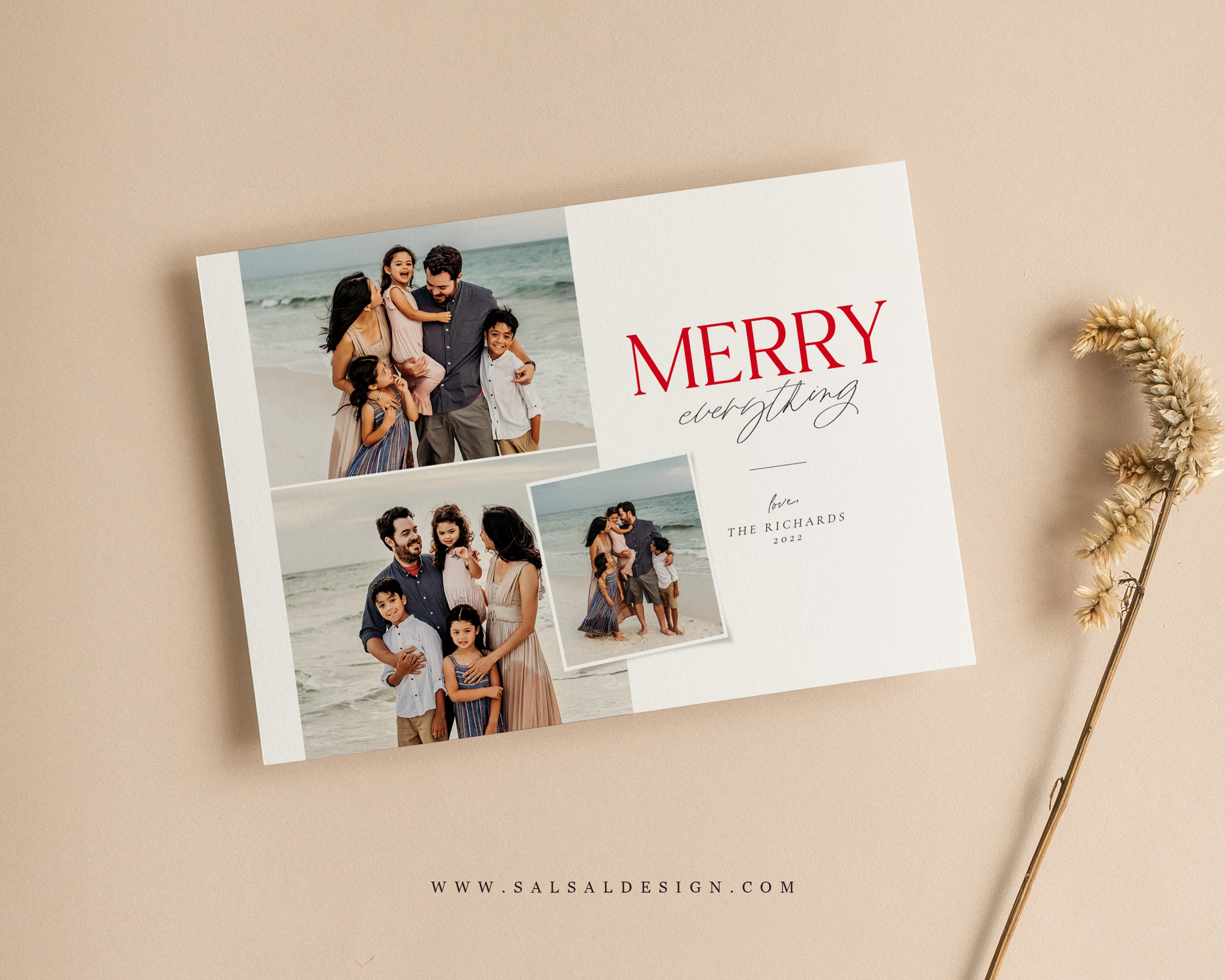 Editable Christmas Canva & Photoshop Card Template, Christmas Editable ...