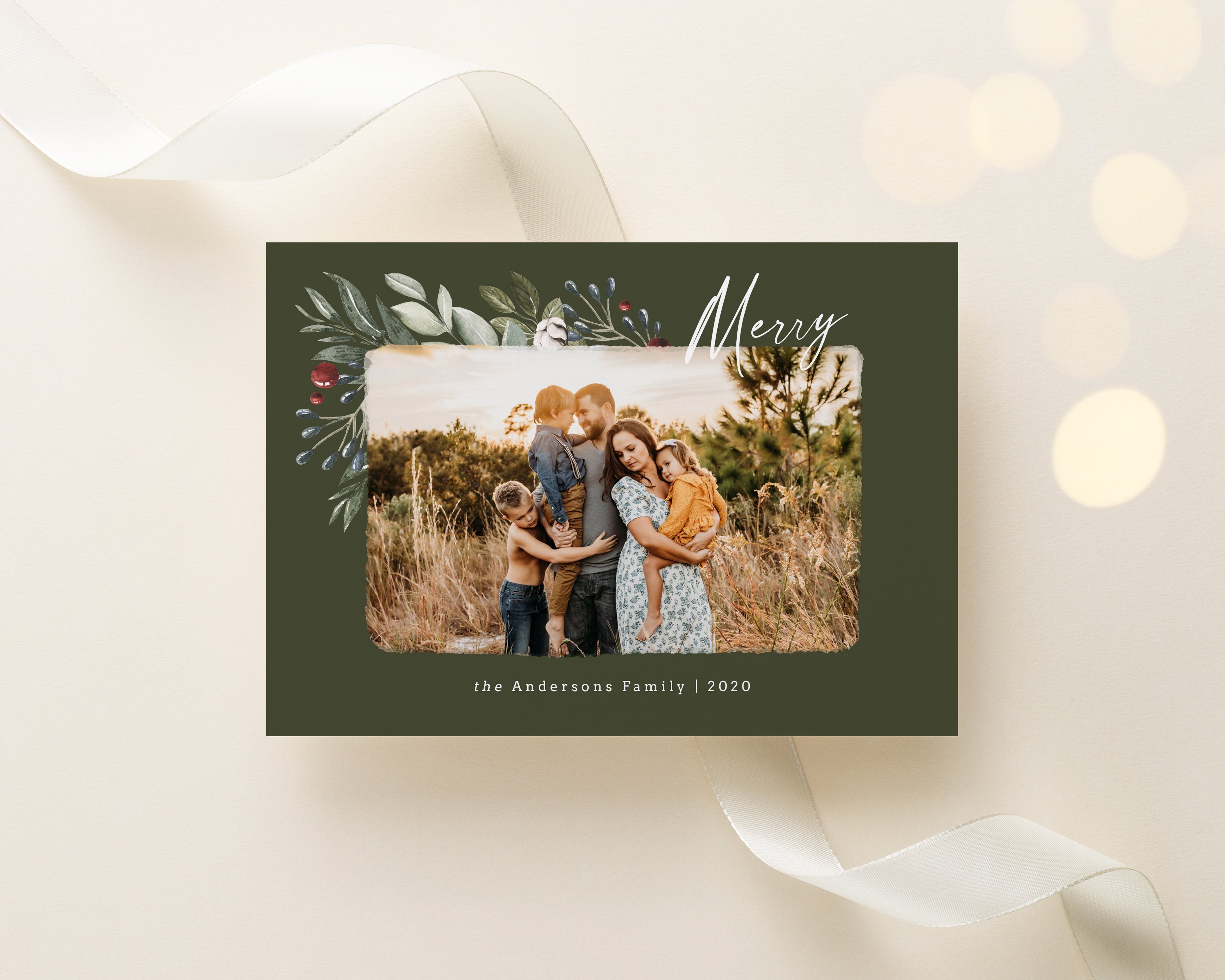 Christmas Card Photoshop Template, Holiday Card Canva Template, Christ ...