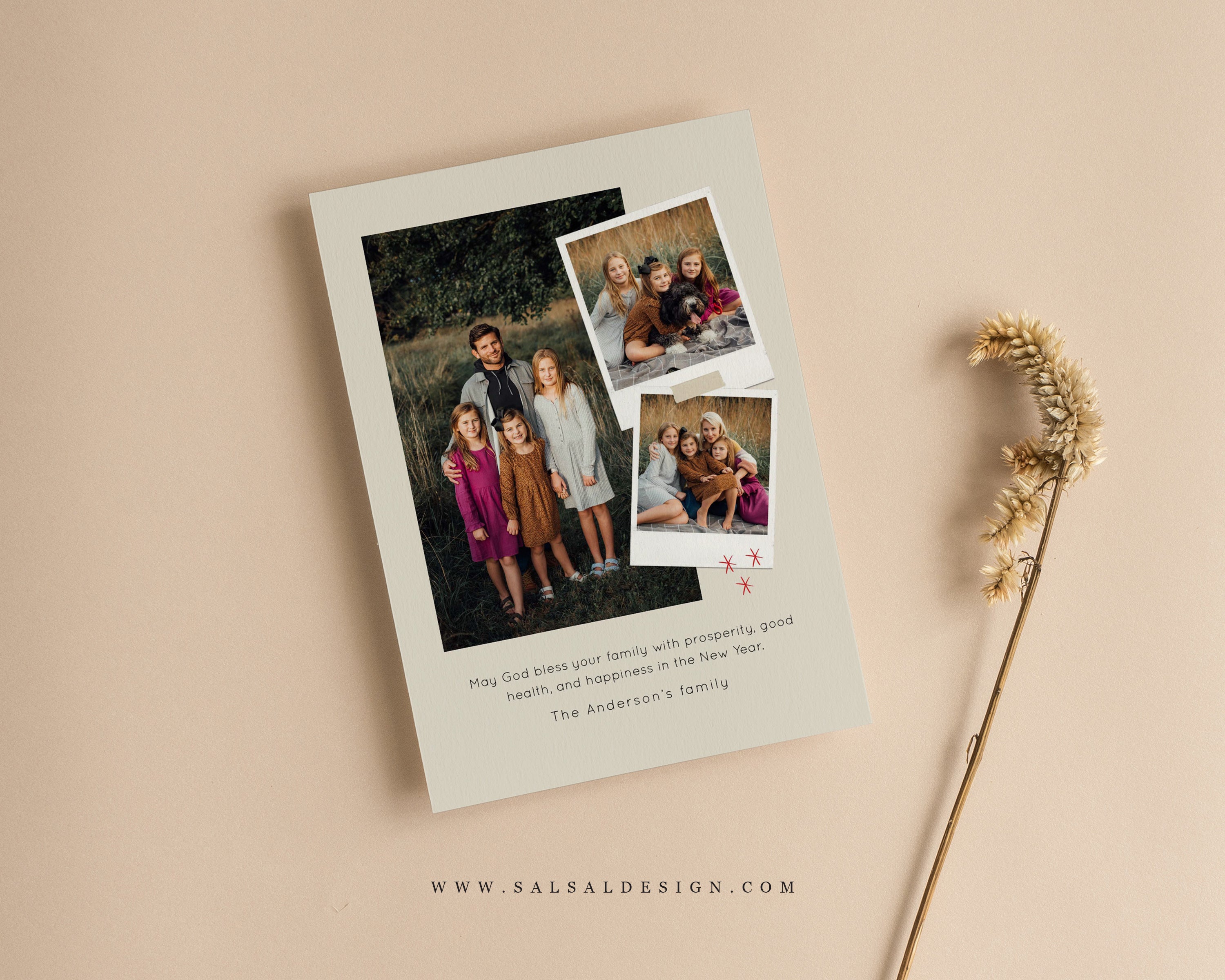 Watercolor Christmas Card Template, Editable Printable Holiday Card Te ...