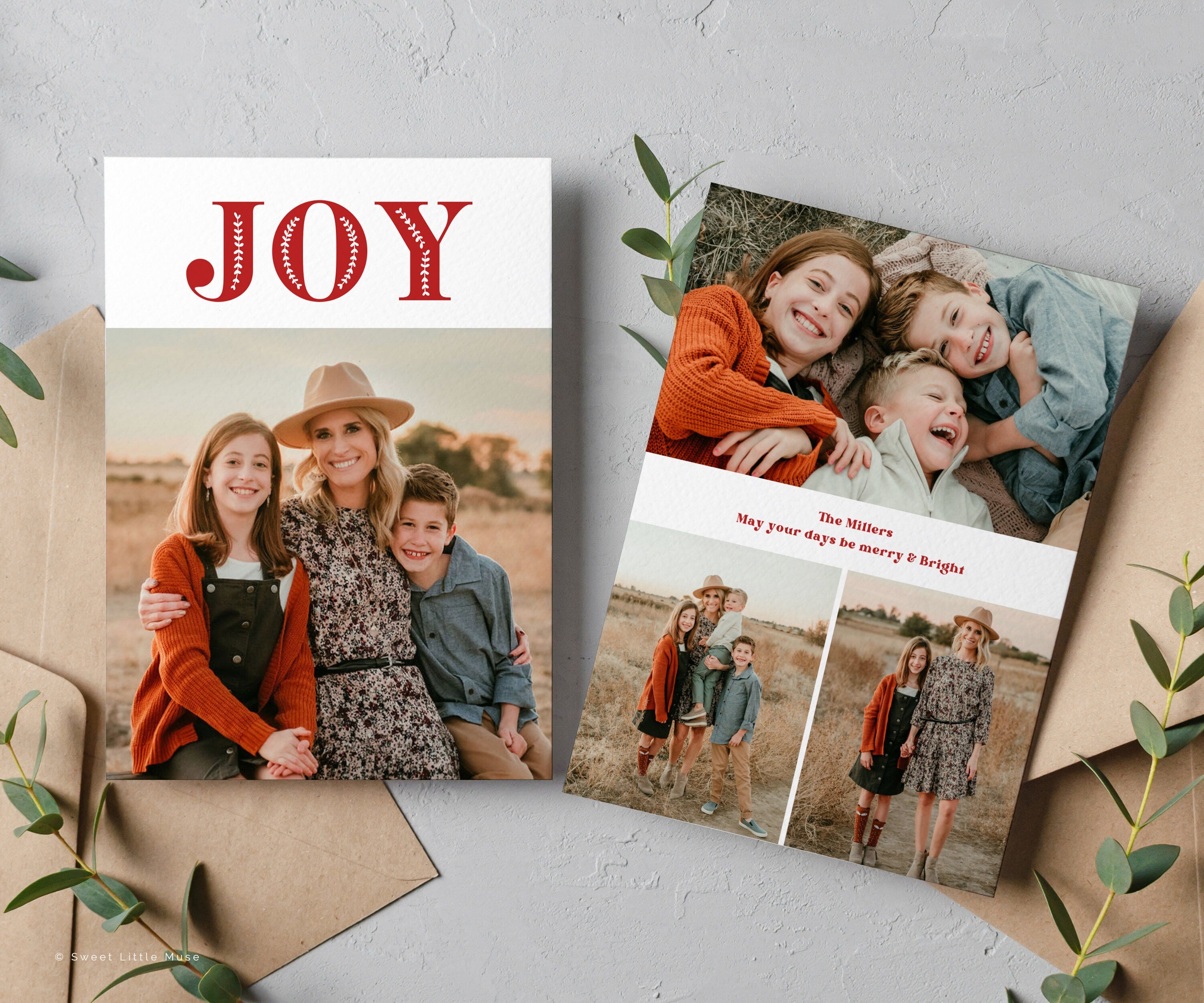 Retro Christmas Card Template for Canva - SLM18 – Birdesign