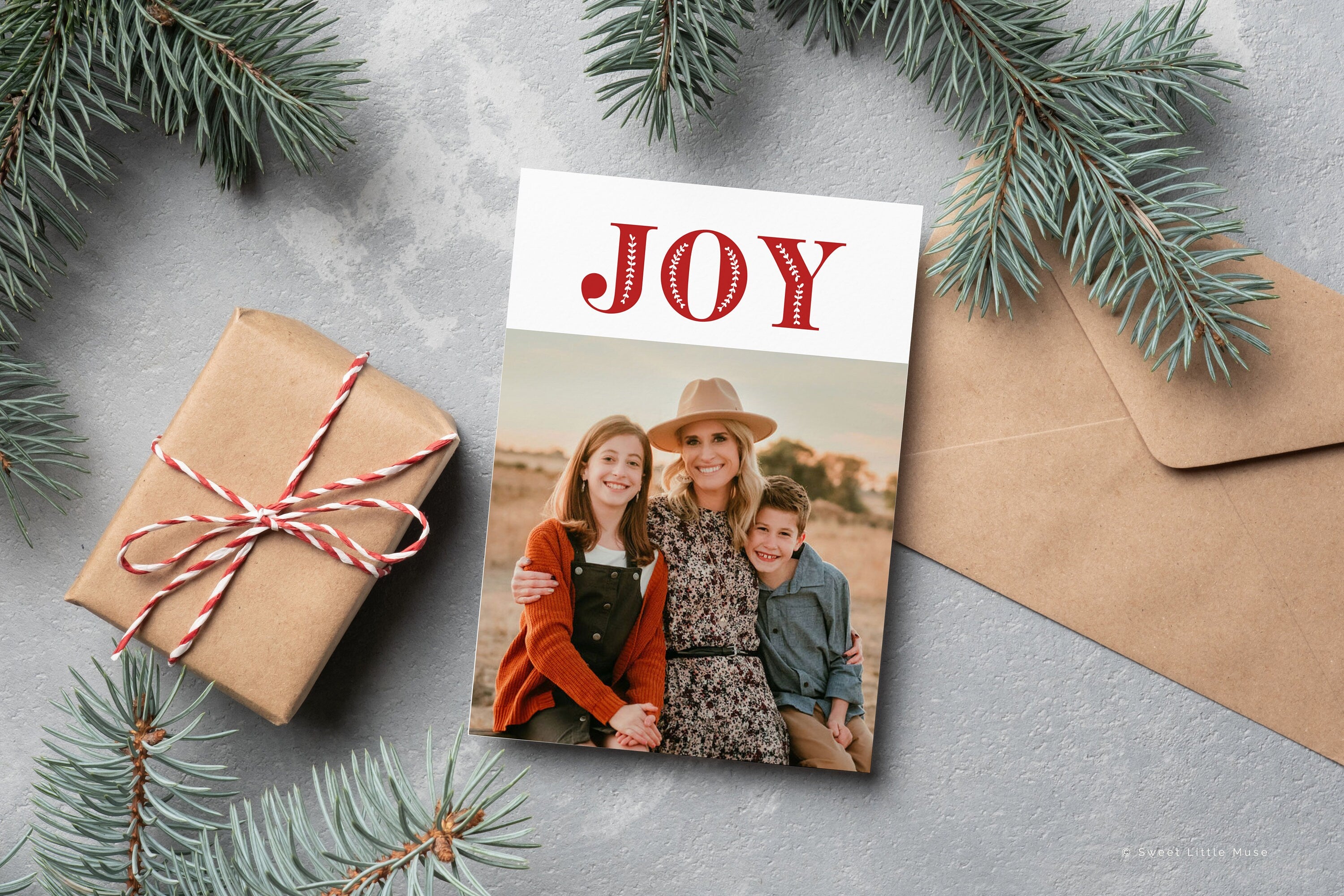 Retro Christmas Card Template for Canva - SLM18 – Birdesign