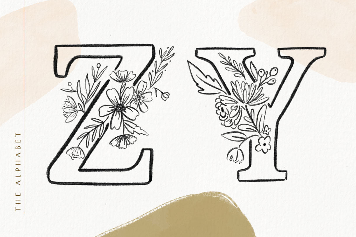 Floralia Botanic Alphabet Font + Illustrations – Birdesign