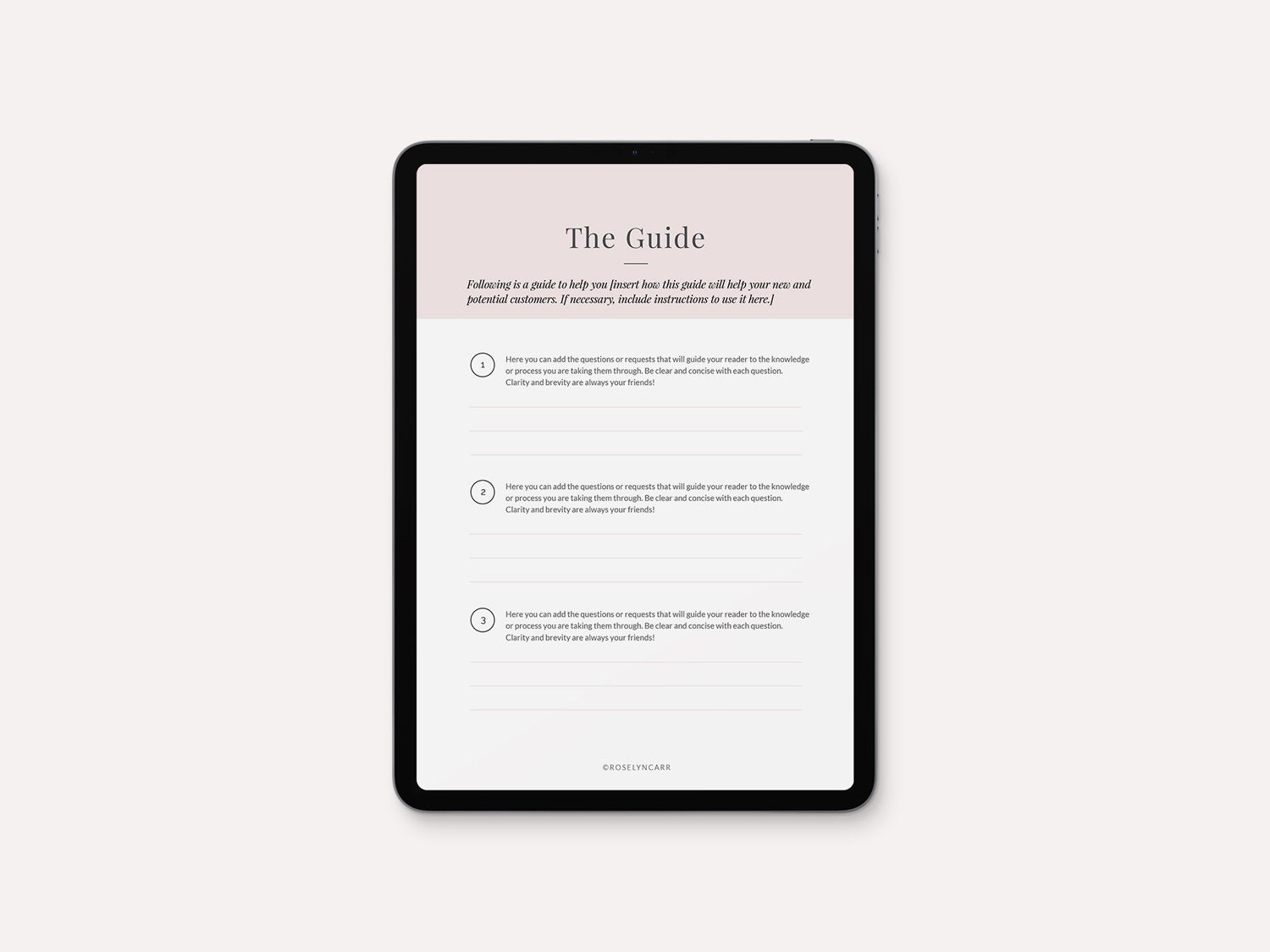Questionnaire Guide Template – Birdesign