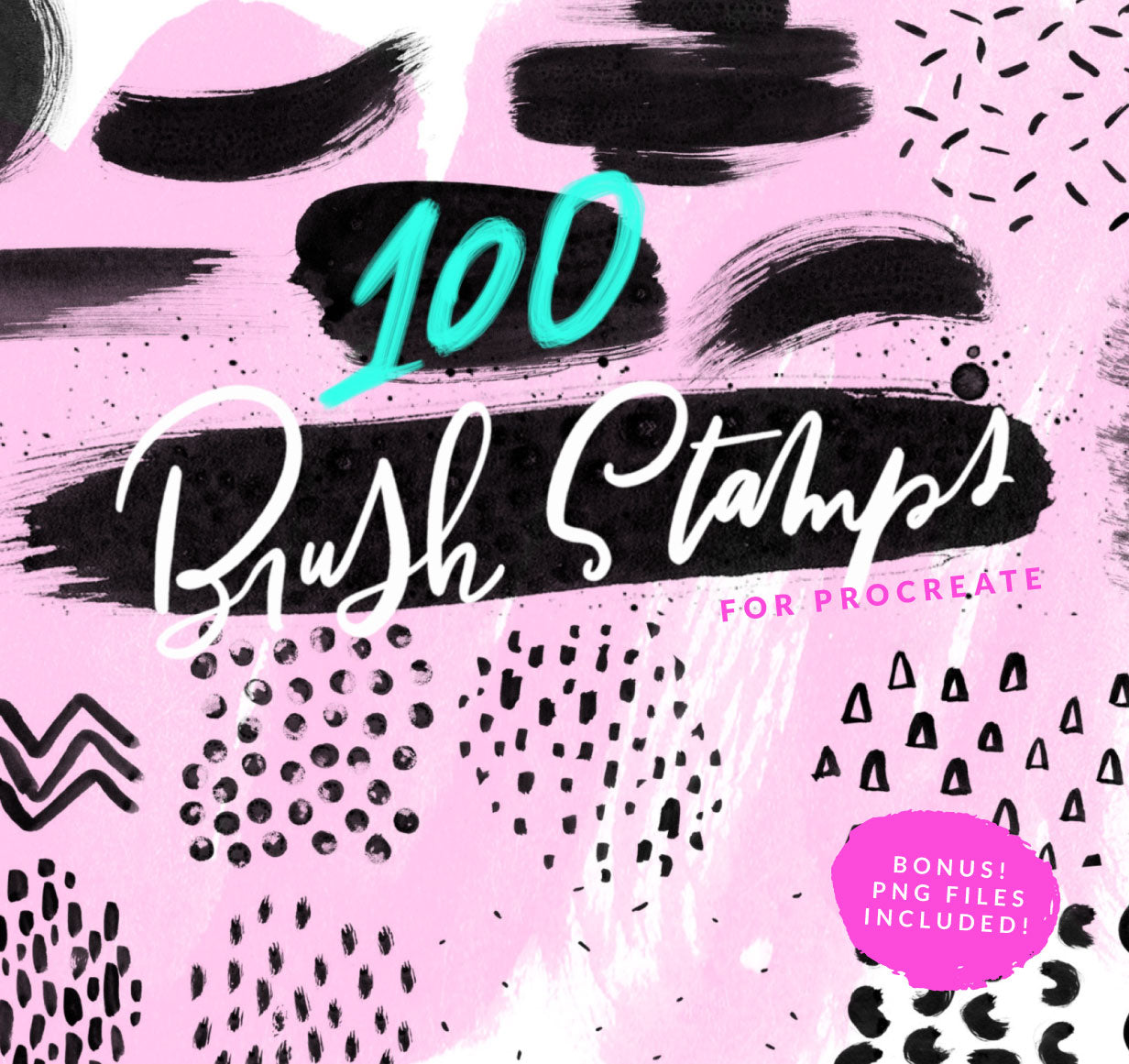 100 Paint Brush Stamps for Procreate – Birdesign