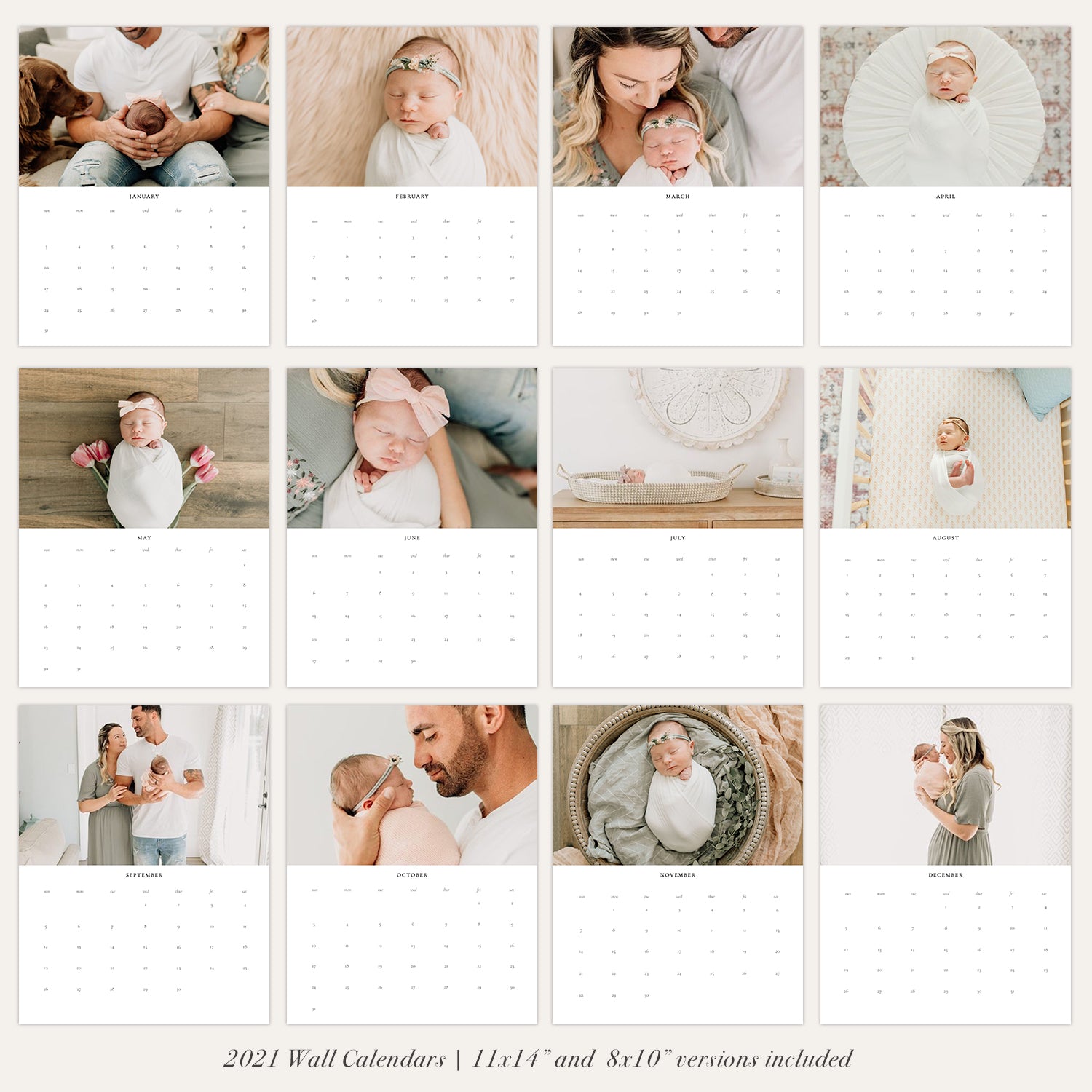 2021 Wall Photo Calendar 11x14 and 8.5x11 | Minimalistic – Birdesign