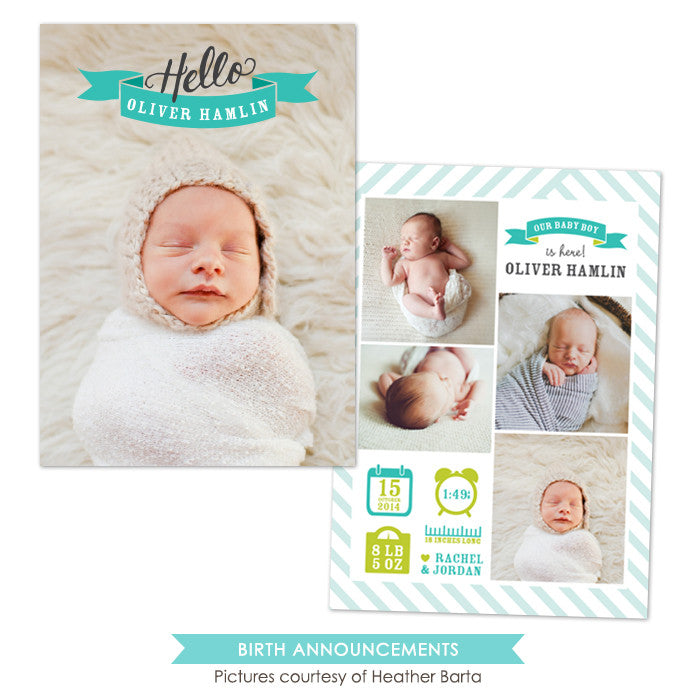 Birth Announcement | Photoshop templates for photographers – Birdesign
