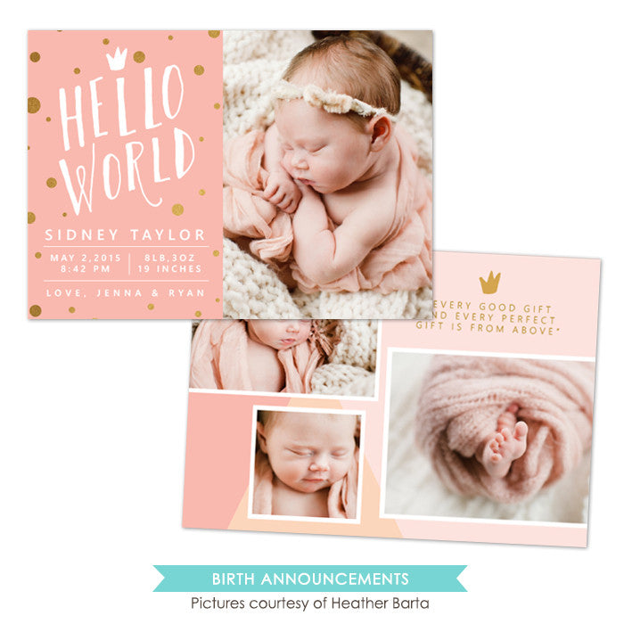Birth Announcement | Photoshop templates for photographers – Birdesign