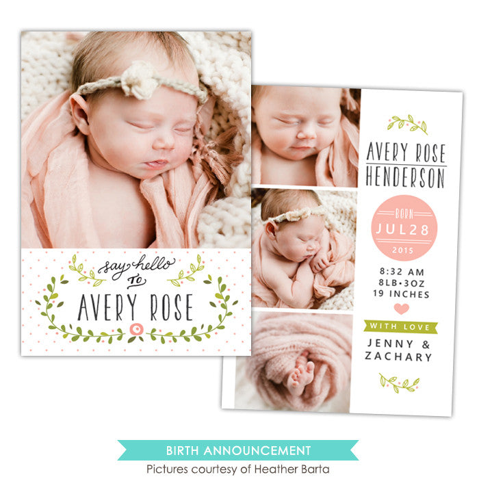 Birth Announcement | Photoshop templates for photographers – Birdesign