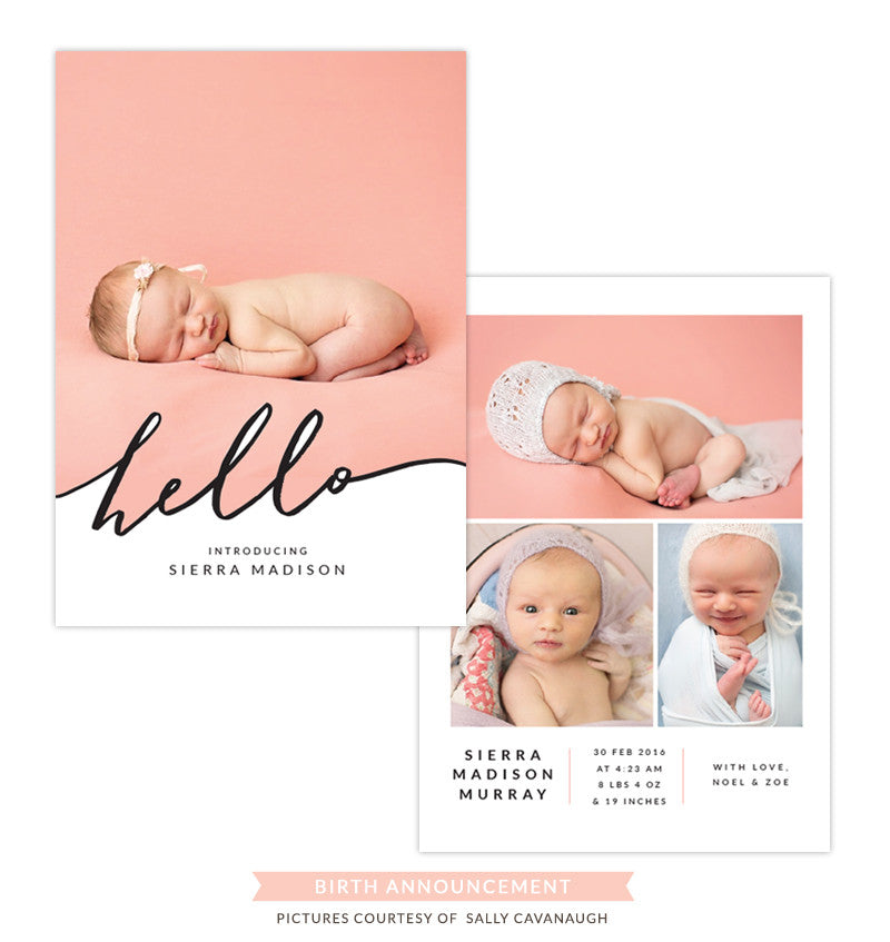 Birth Announcement | Photoshop templates for photographers – Birdesign