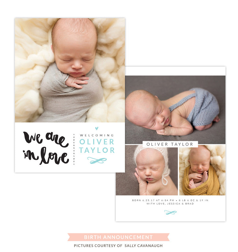 Birth Announcement | Photoshop templates for photographers – Birdesign