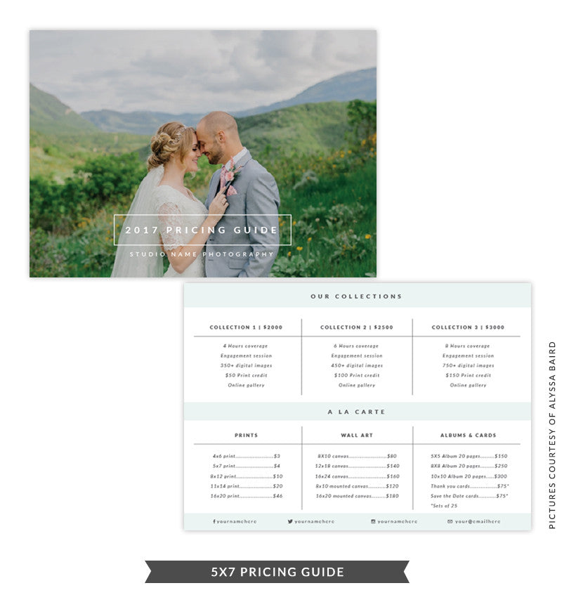 5x7 Pricing Guide Template | Natural Look – Birdesign