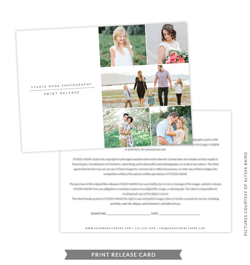 5x7 Print Release Form Template | Gray Print Release – Birdesign