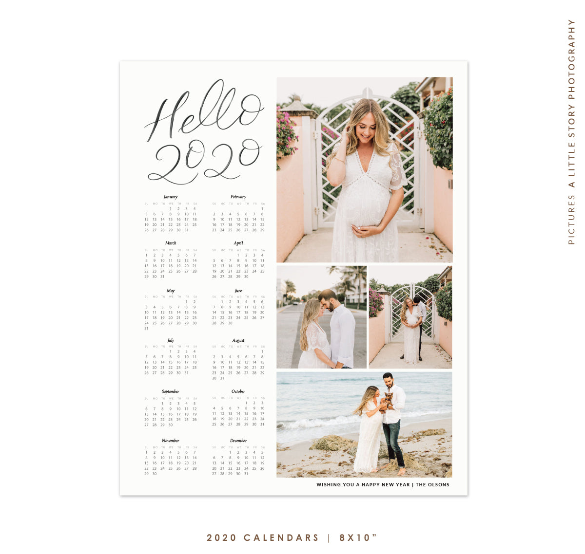 8x10 | 2020 calendar template | Hello 2020 – Birdesign
